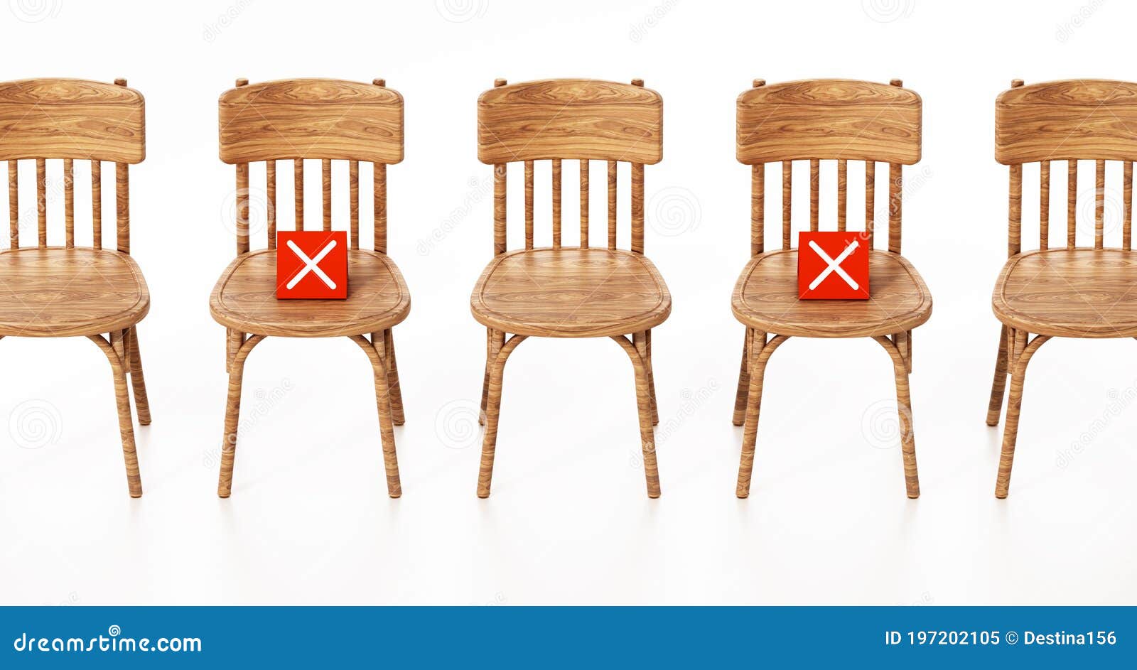 Chairs in a Row with Cross Icons. 3D Illustration Stock Illustration ...