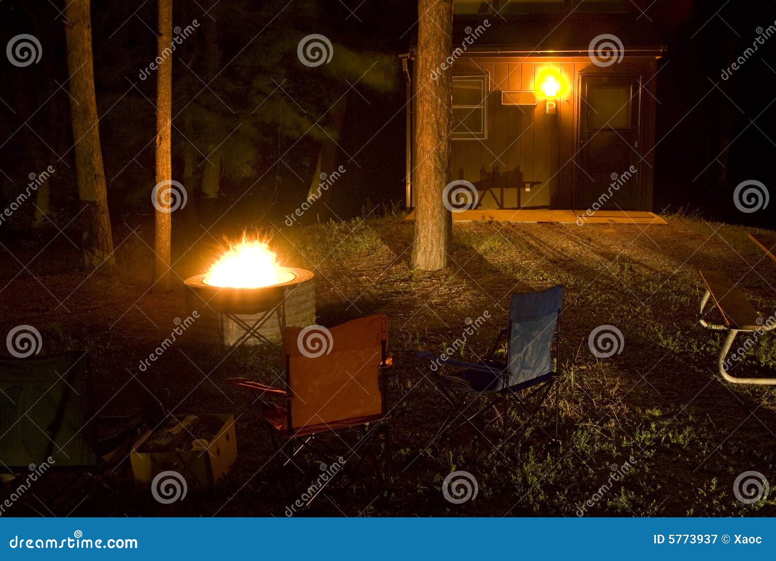 Chairs set around fire pit stock image. Image of outdoor - 5773937
