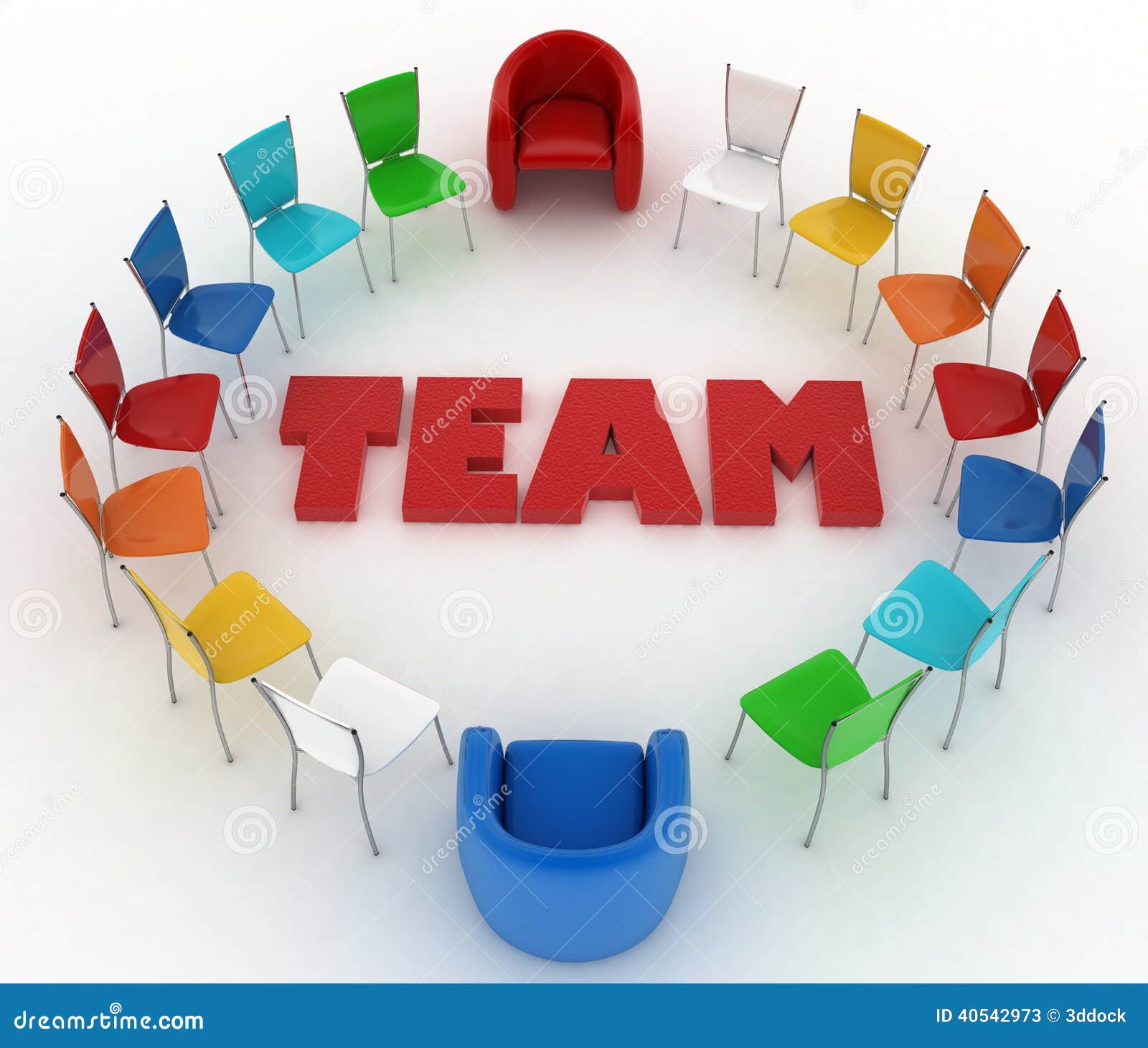 Chairs Stand Around the Word Team Stock Illustration - Illustration of ...