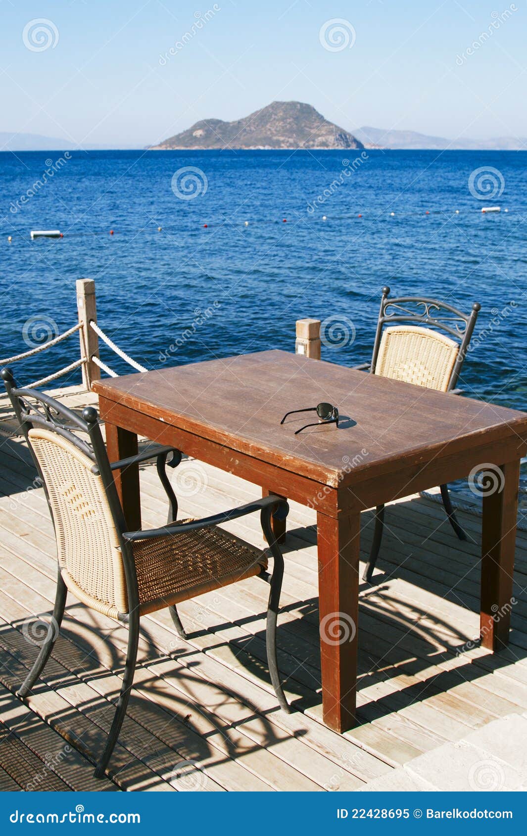 Chairs and Table in Beach Cafe Stock Image - Image of glasses, lunch ...