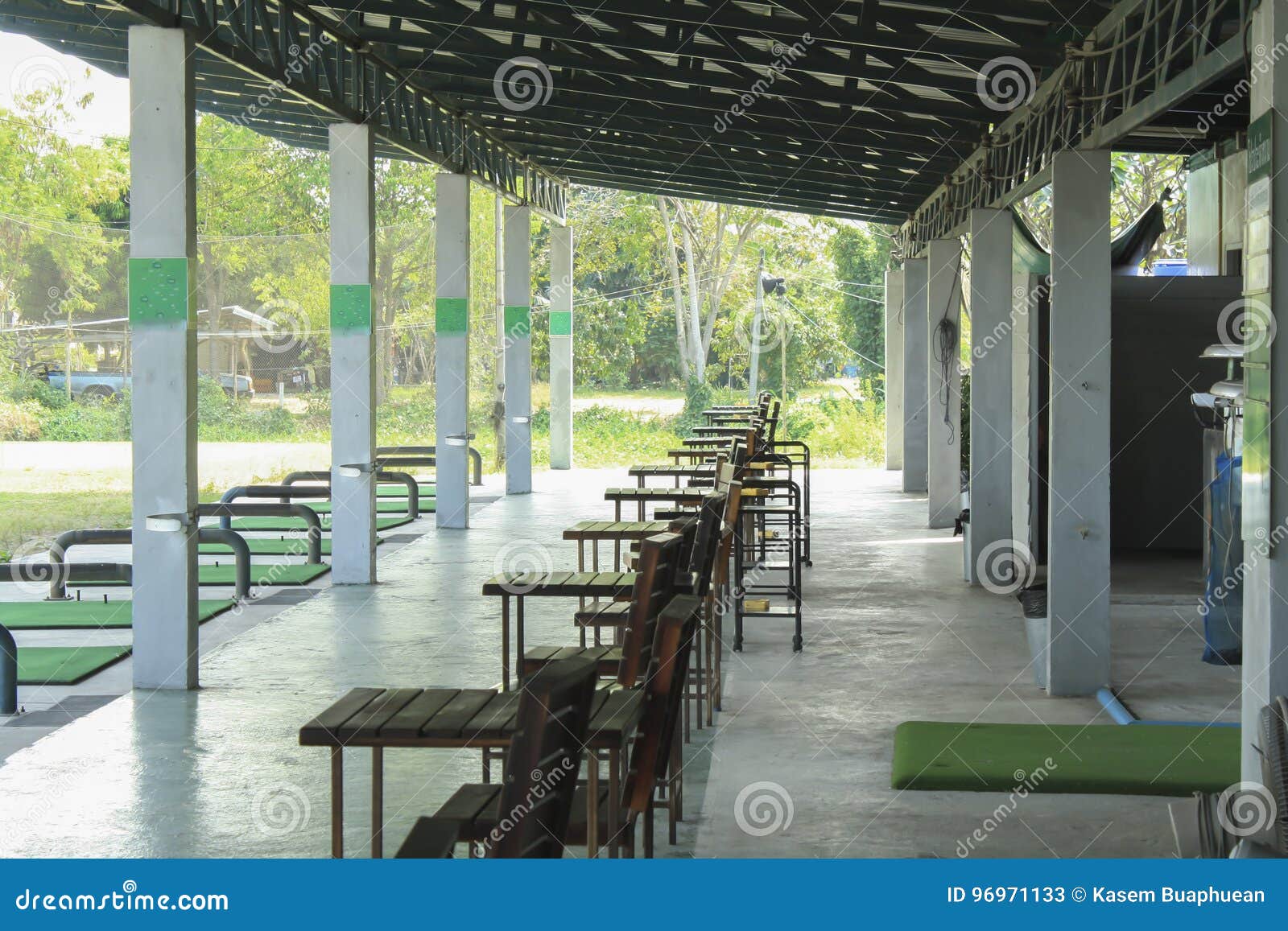 Chairs and Table at a Golf Course Stock Image - Image of cafe, setting ...