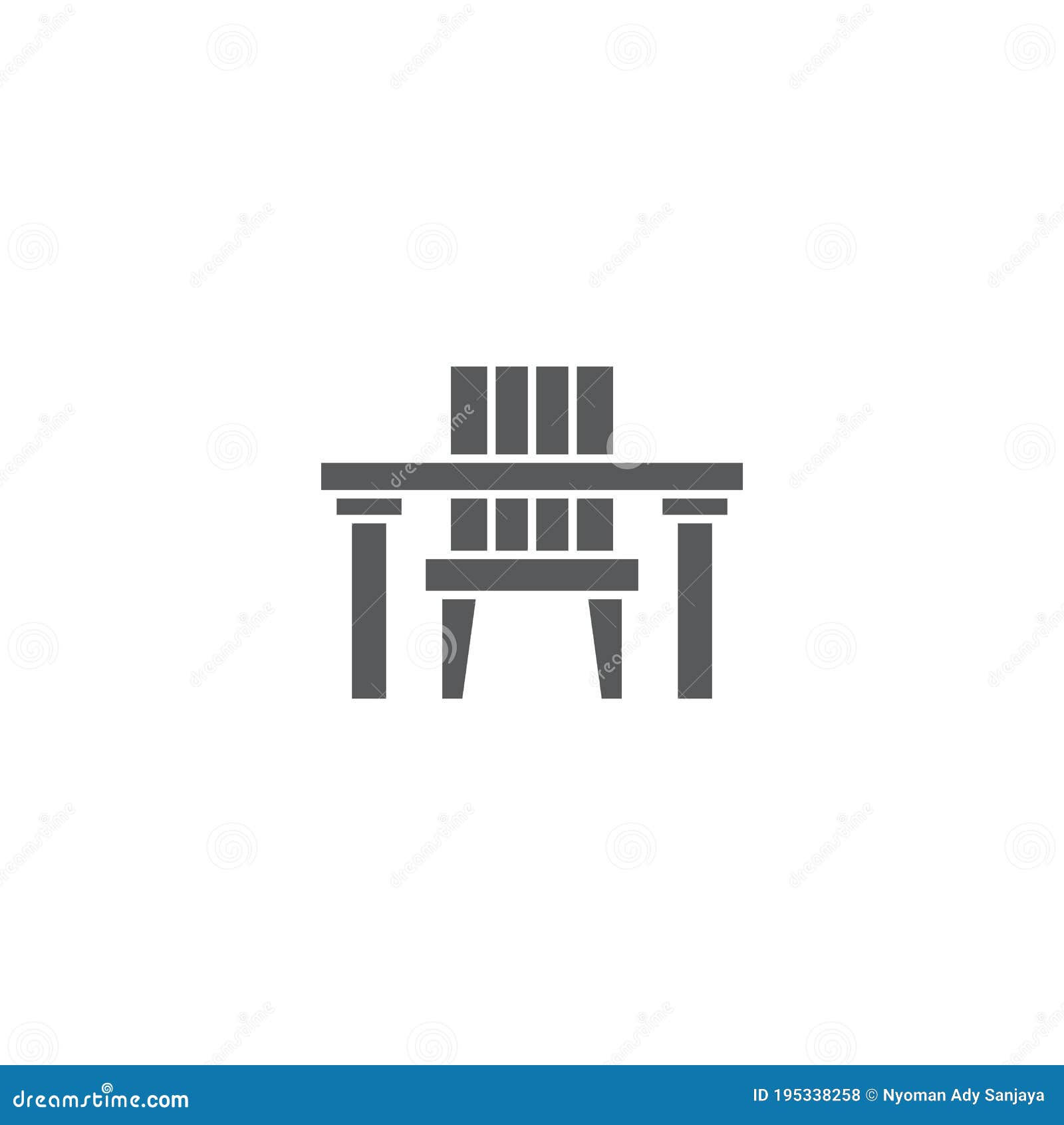 Chairs and Table Vector Icon Symbol Isolated on White Background Stock ...