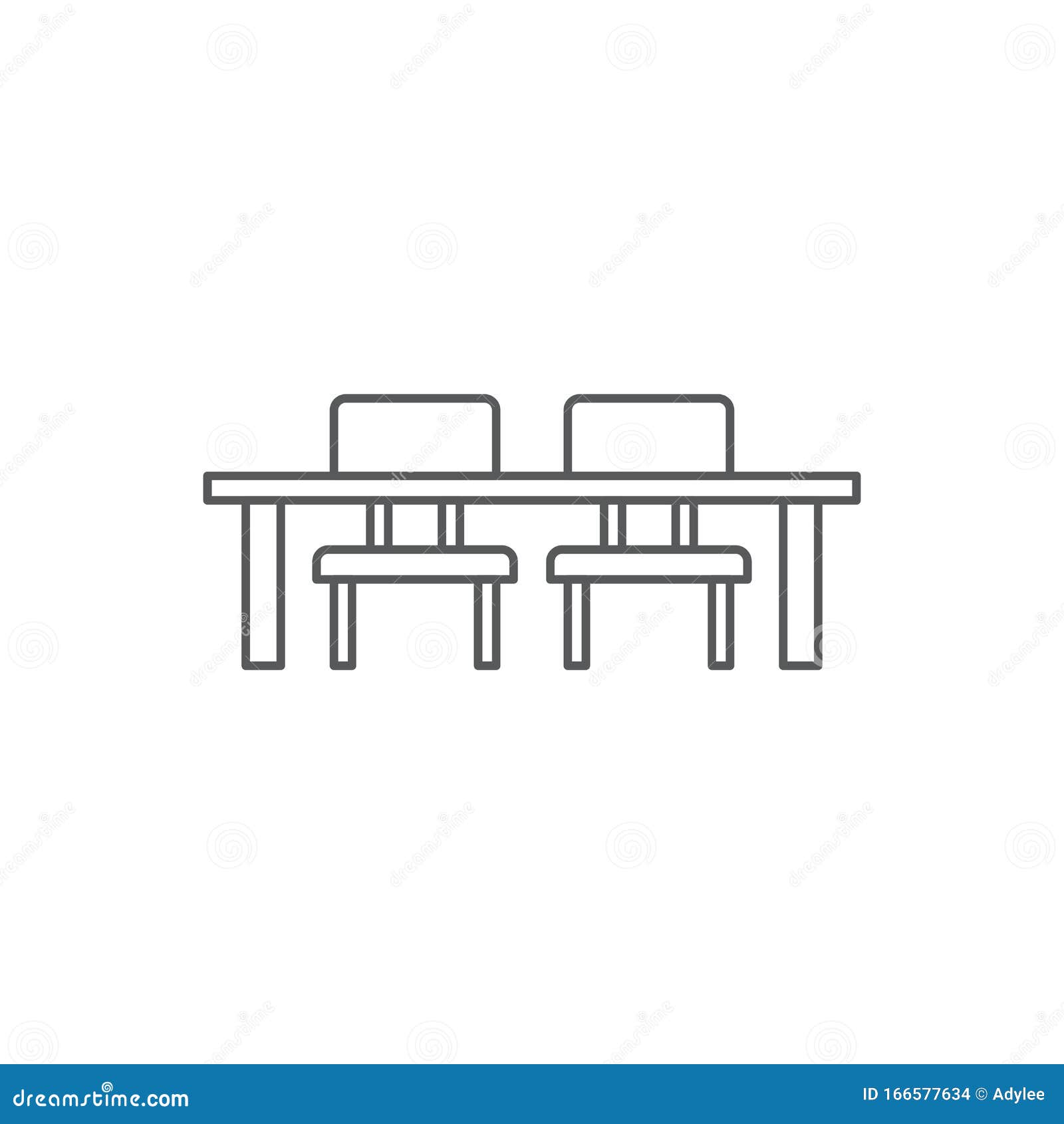 Chairs and Table Vector Icon Symbol Isolated on White Background Stock ...