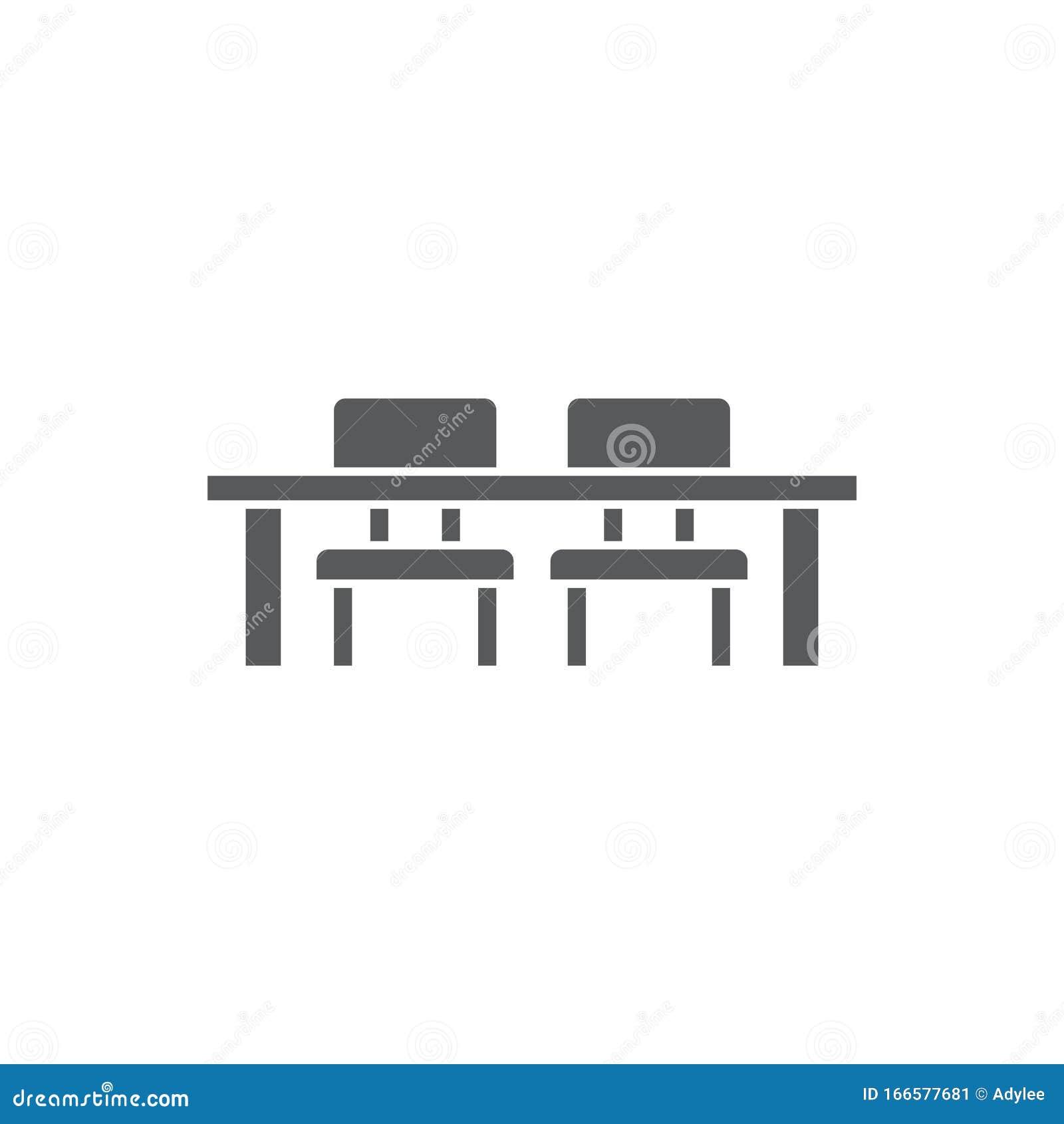 Chairs and Table Vector Icon Symbol Isolated on White Background Stock ...