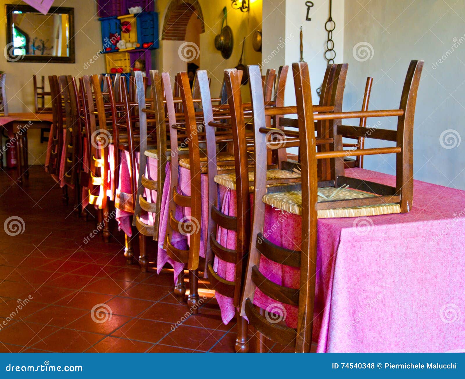 Chairs and Tables in an Empty Restaurant Stock Photo - Image of ...