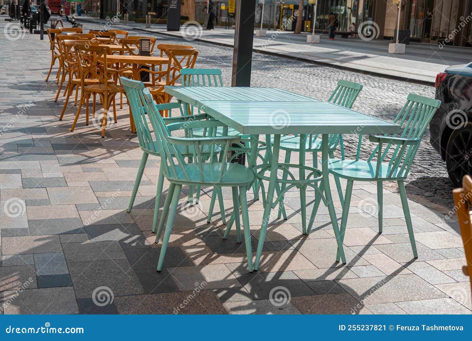 Chairs and Tables in the Street Stock Image - Image of sitting, chairs ...