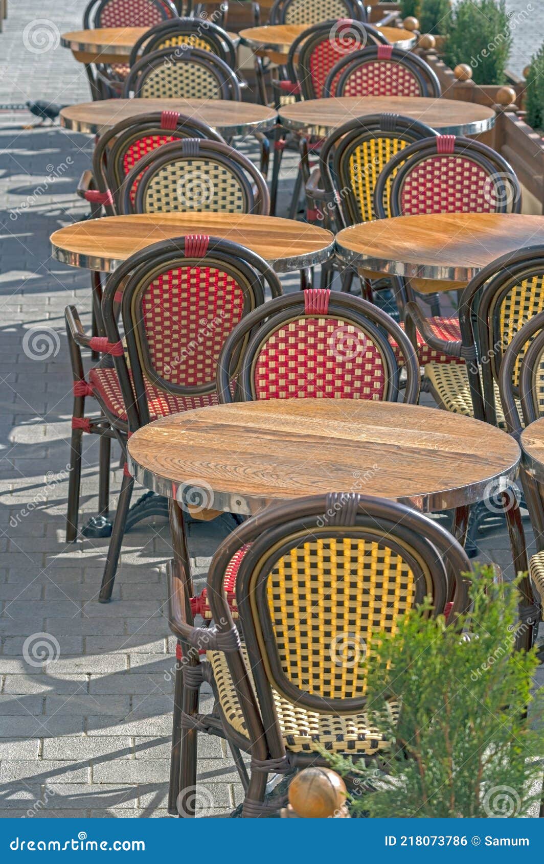 Chairs and Tables in the Summer Cafe Stock Photo - Image of dining ...