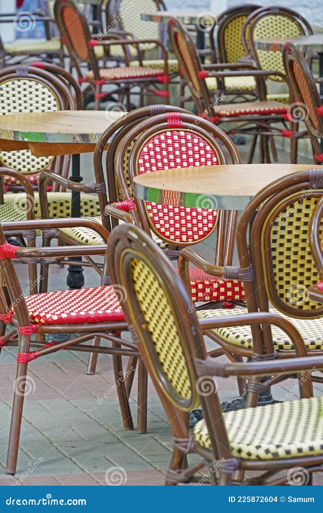 Chairs and Tables in the Summer Cafe Stock Photo - Image of multicolor ...