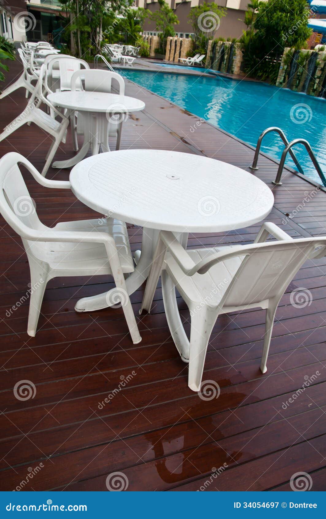 Chairs and tables stock image. Image of summer, swim - 34054697