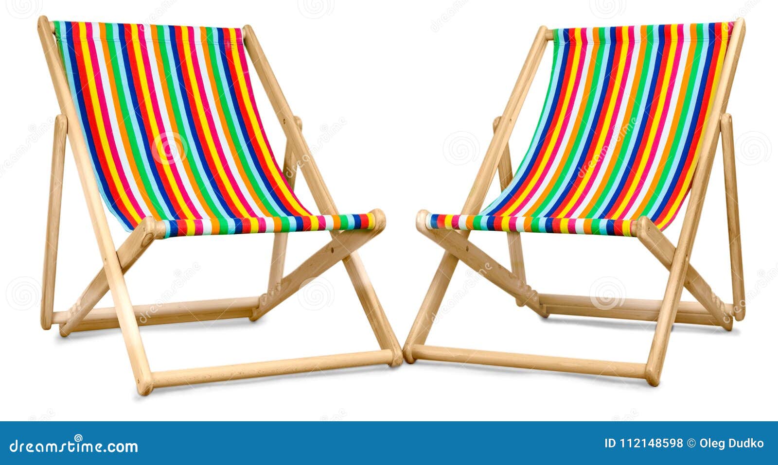Two Deck Chairs Isolated Against a White Stock Photo - Image of canvas ...