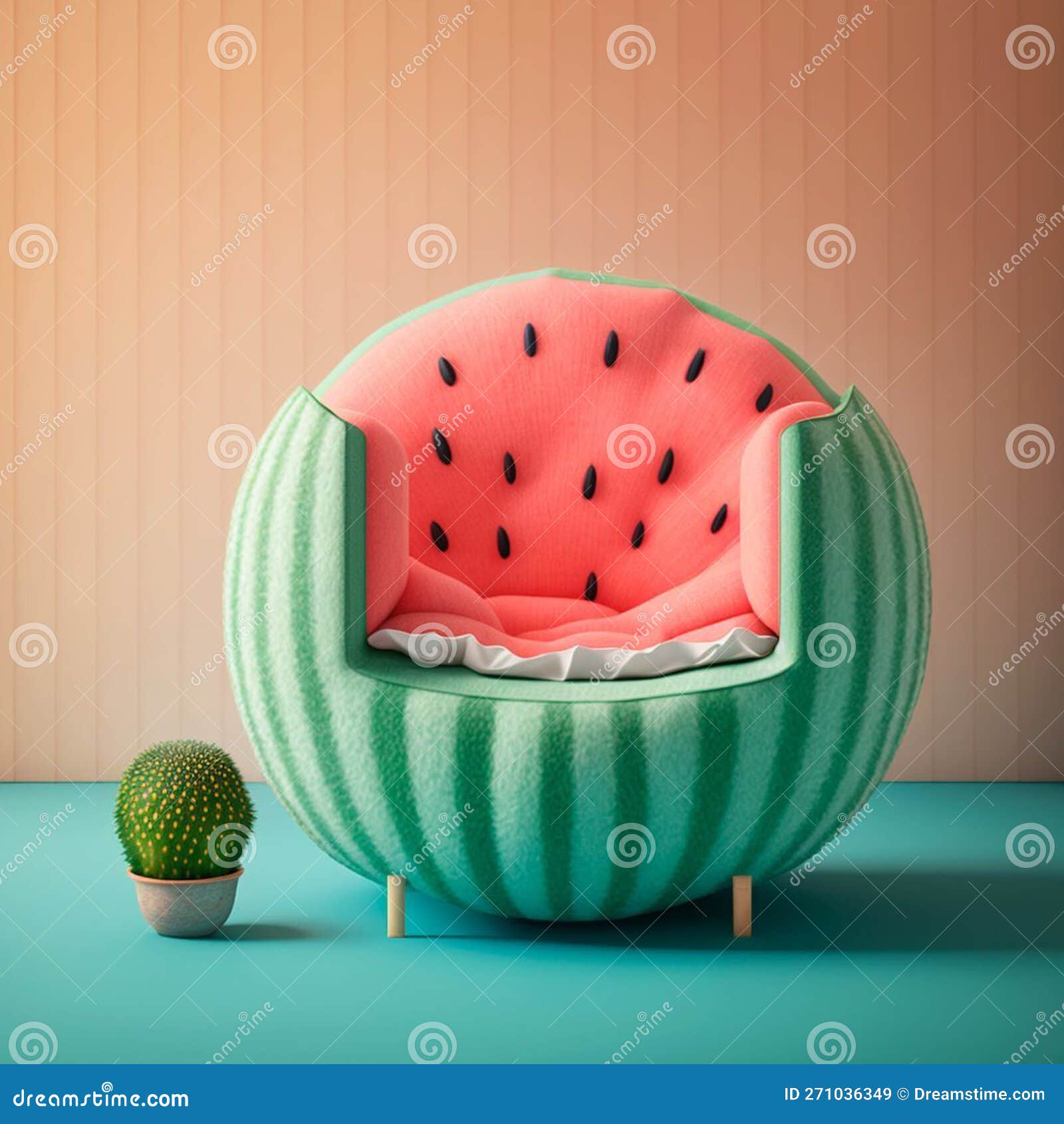 Chairs with Watermelon Seats Stock Image - Image of water, blue: 271036349