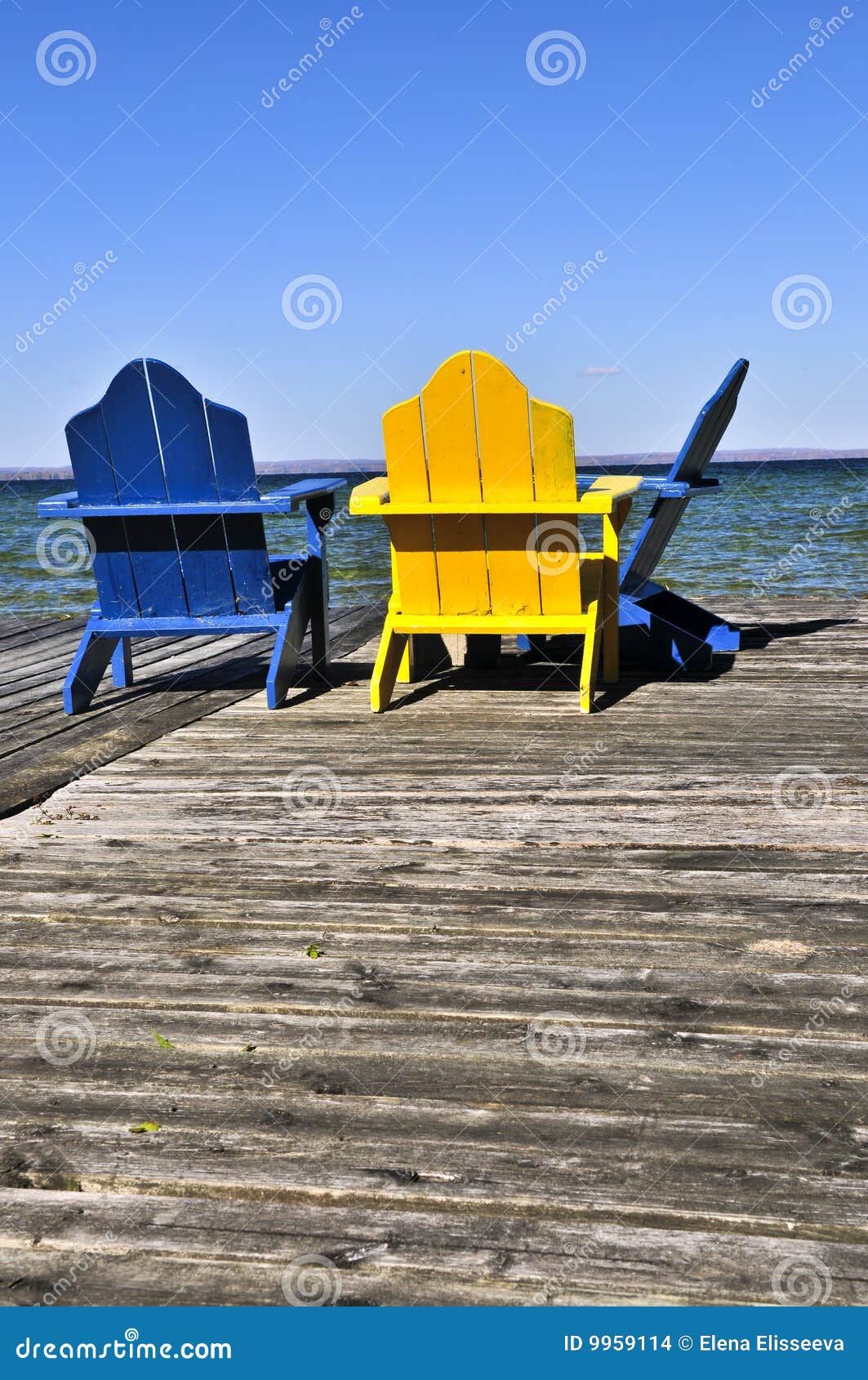 Chairs on Wooden Dock at Lake Stock Photo - Image of getaway ...