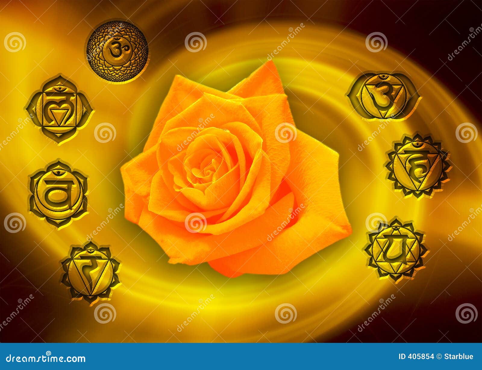 Chakra around rose stock illustration. Illustration of health - 405854