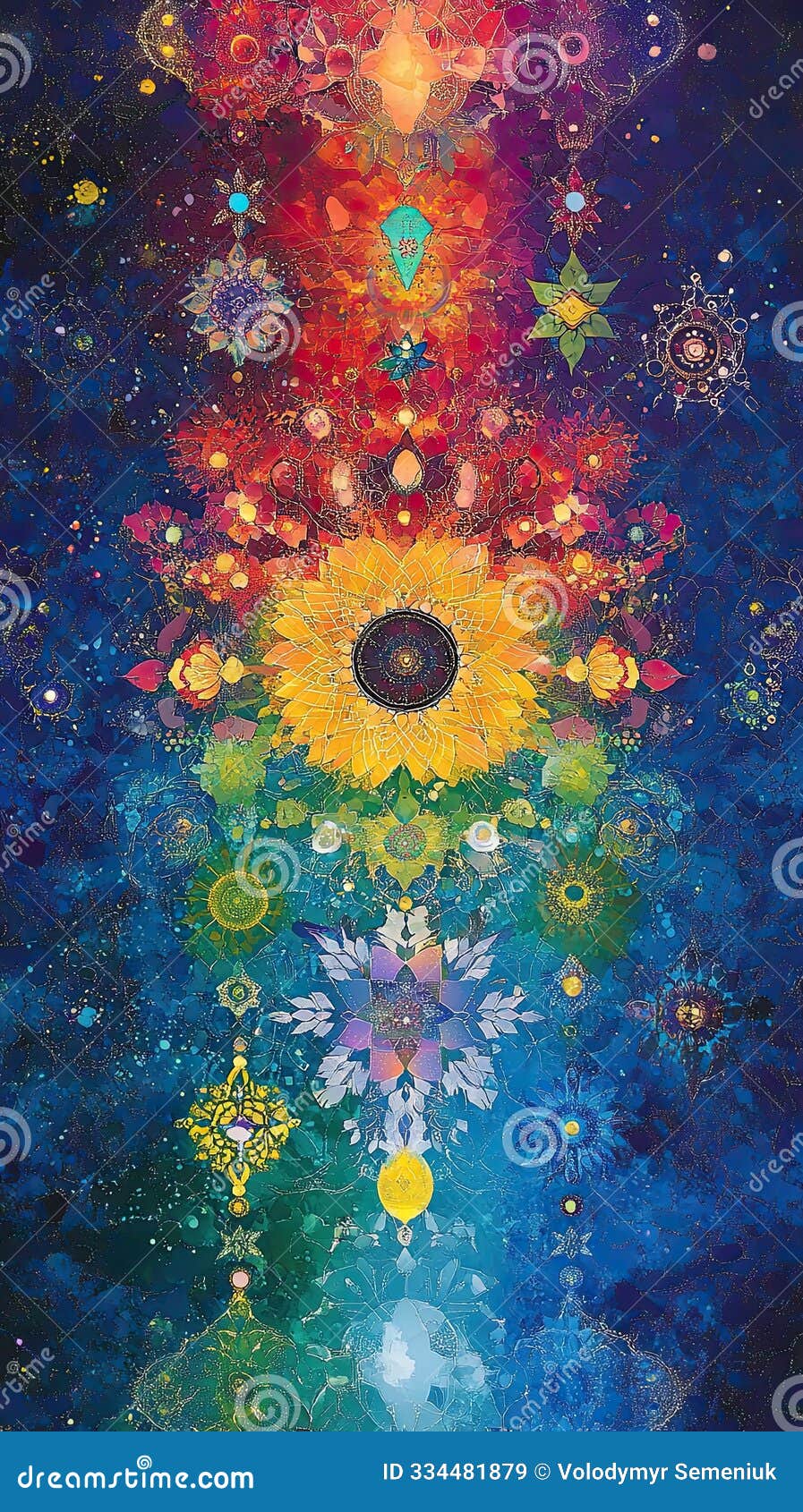 Chakra Balancing Illustration with Vibrant Colors and Cosmic Elements ...