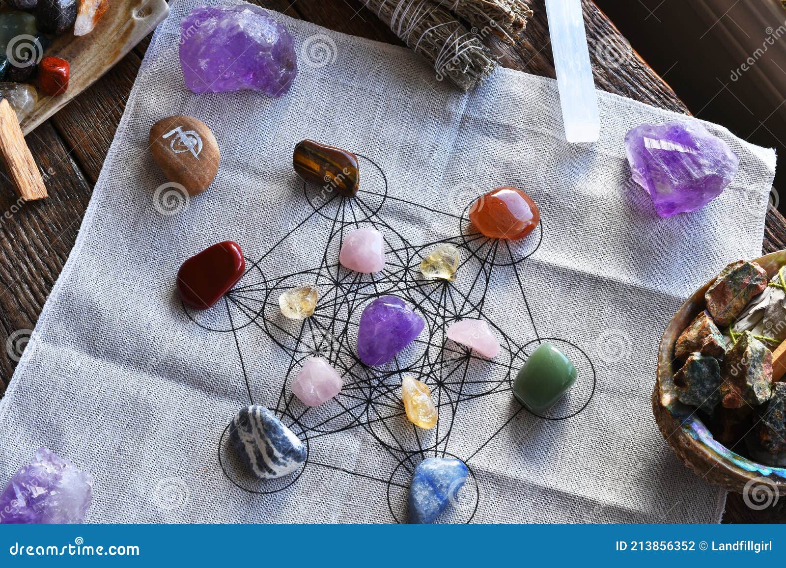 Chakra Healing Crystal Grid Stock Photo - Image of mineral, chakra ...