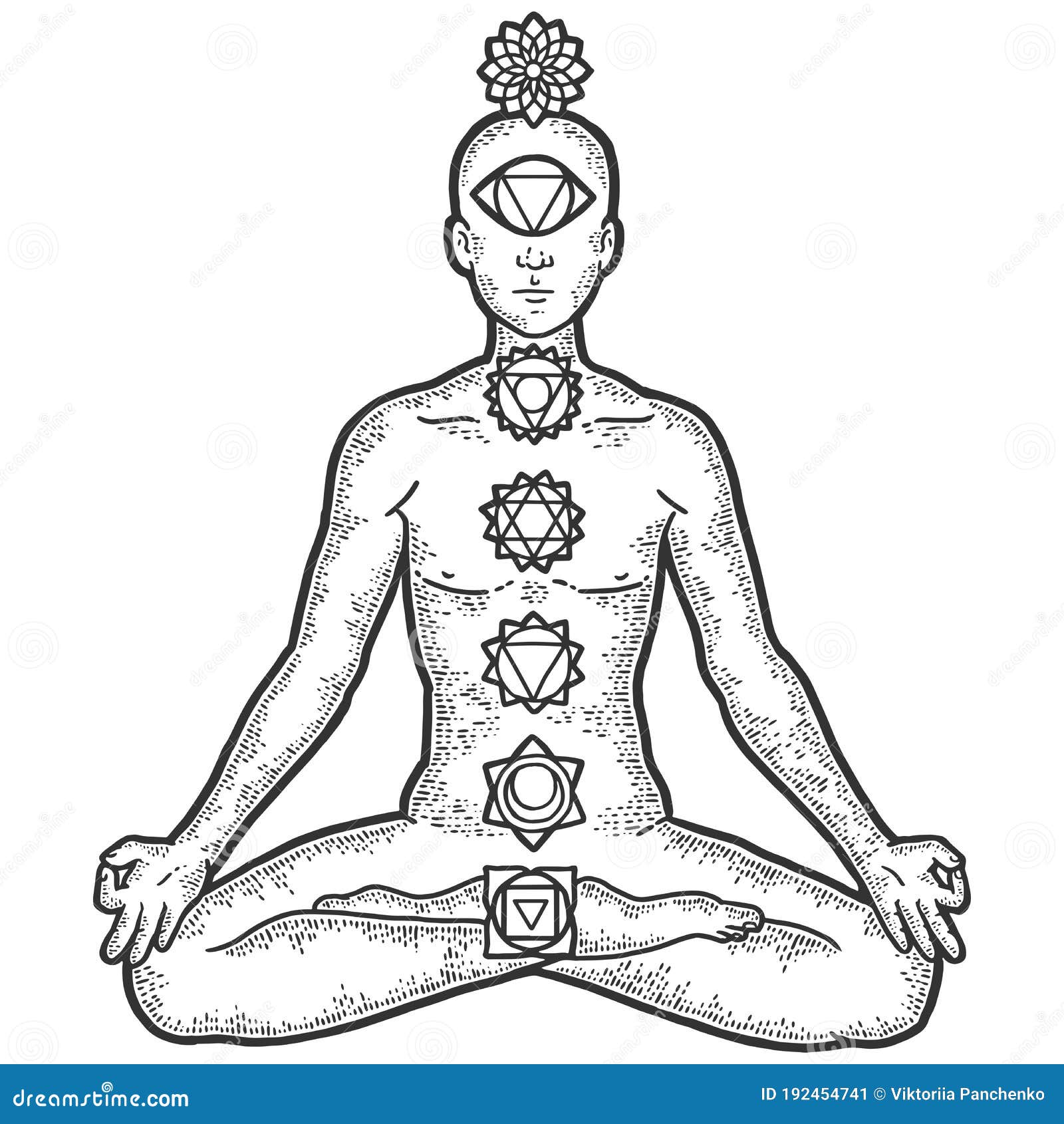 Chakra Human Body. Sketch Scratch Board Imitation. Black and White ... Chakra Human Body. Sketch Scratch Board Imitation. Black and White ...