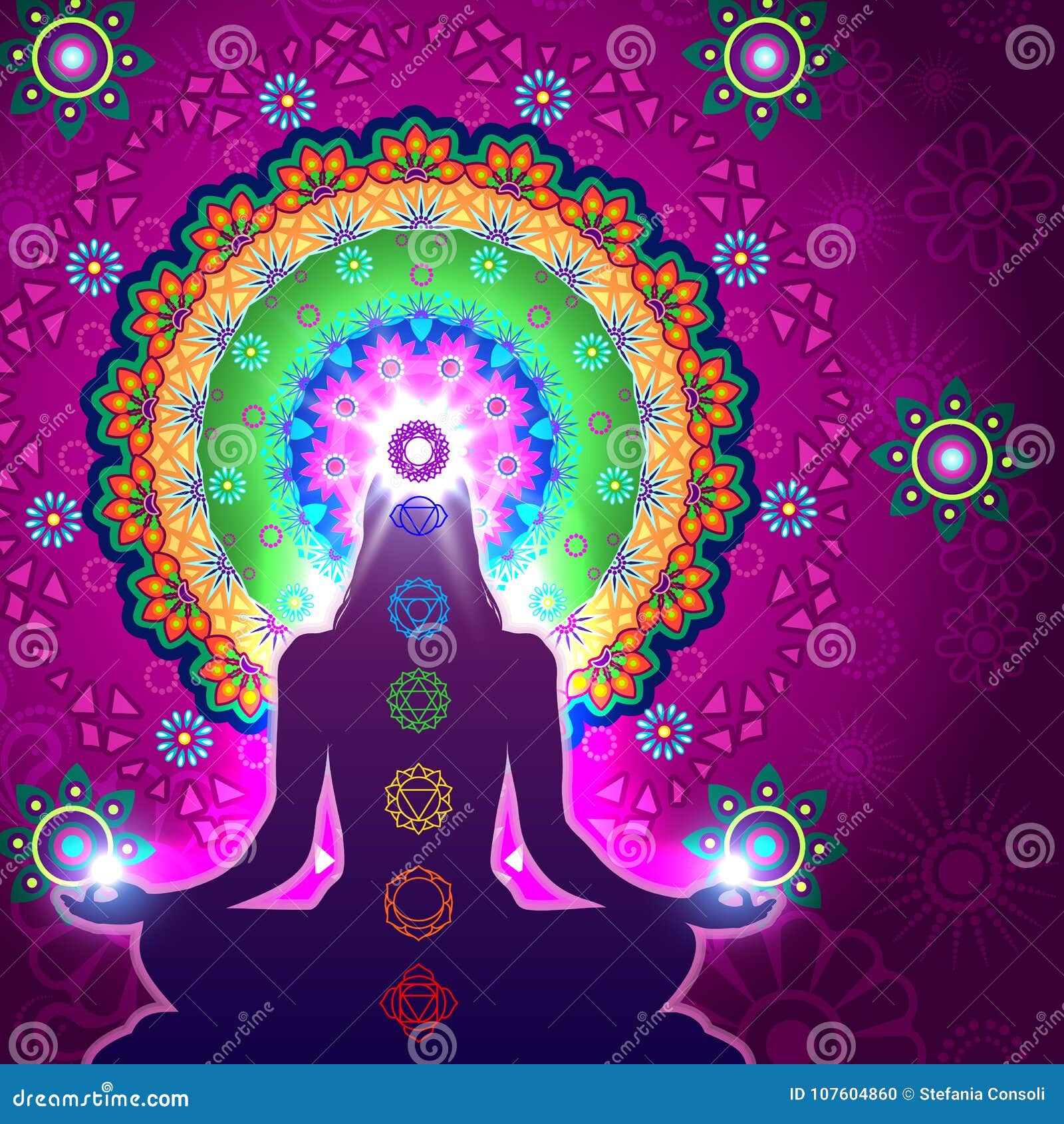 Chakra Meditation Mandala stock vector. Illustration of mystical ...