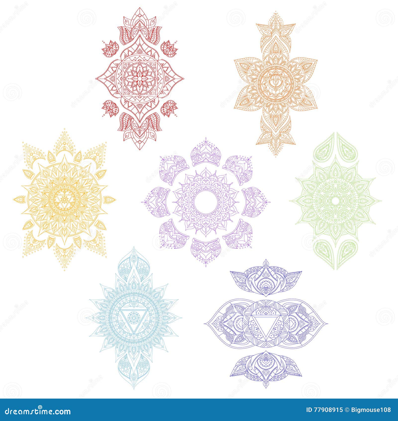 Chakra Set. Vector stock illustration. Illustration of indian - 77908915