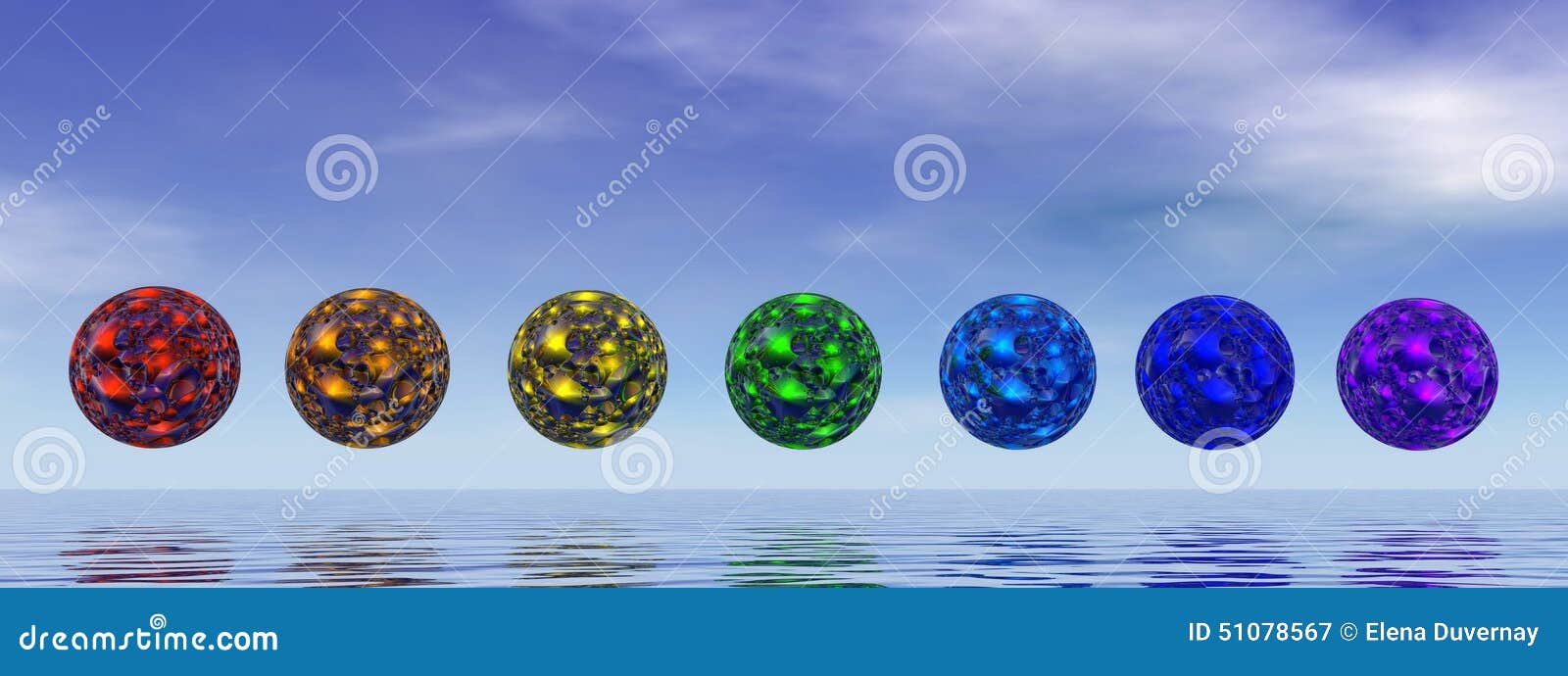 Chakra spheres - 3D render stock illustration. Illustration of ...