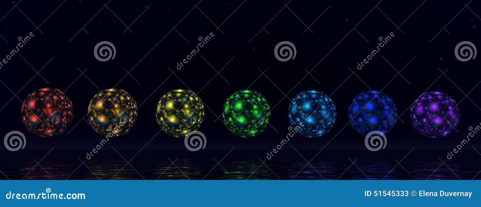 Chakra spheres - 3D render stock illustration. Illustration of symbol ...