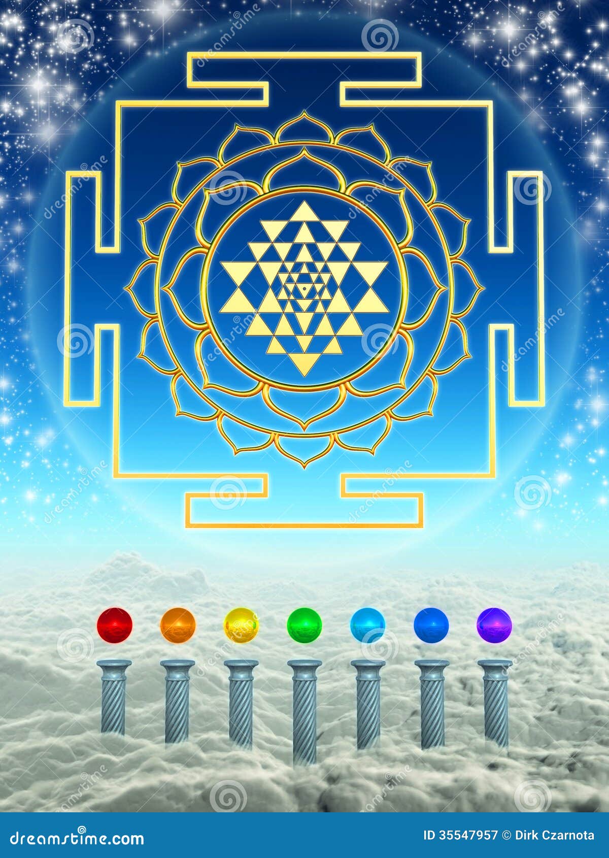 Chakra Spheres and Sri Yantra Stock Illustration - Illustration of ...