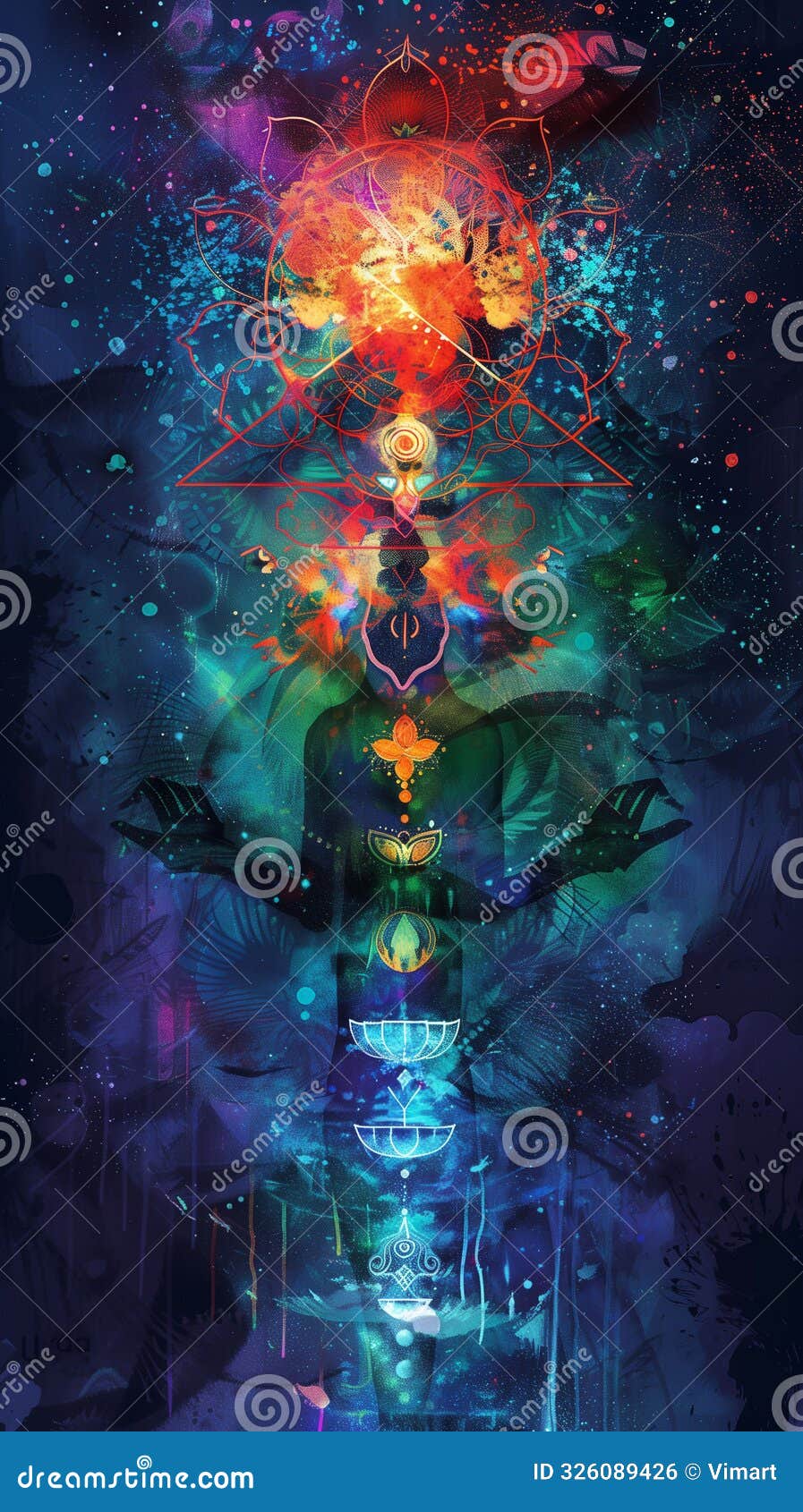 The Chakra System for Yoga. Seven Chakras Concept Stock Illustration ...