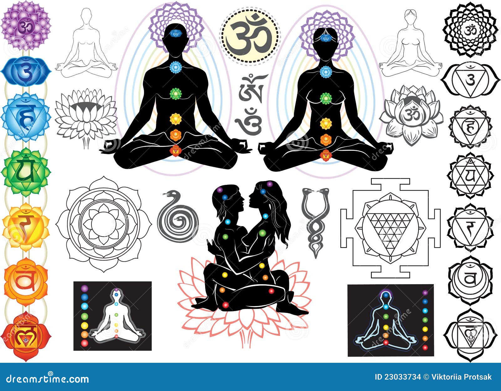 Chakras and Esoteric Symbols Stock Vector - Illustration of mystical ...