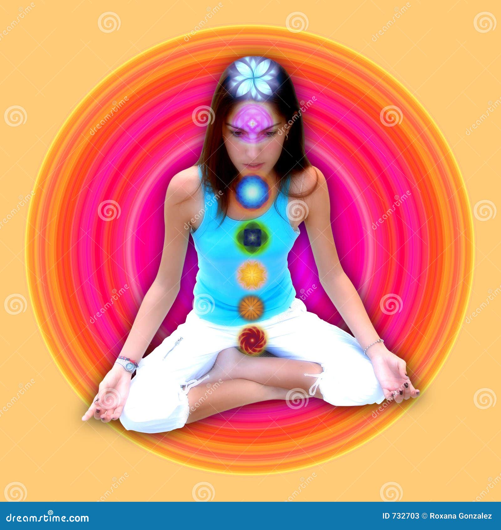 Chakras girl stock image. Image of happy, body, background - 732703