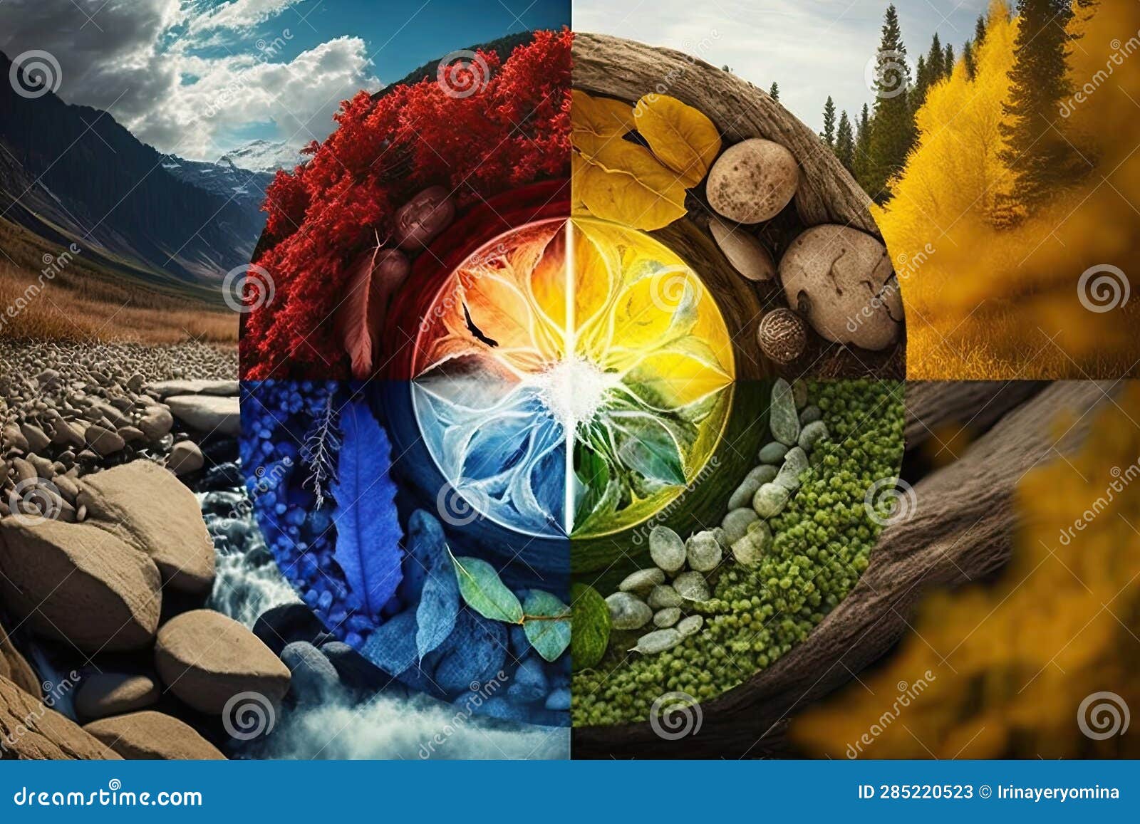 Chakras Nature Elements. Elements of Ayurveda Science and Chakras Stock ...