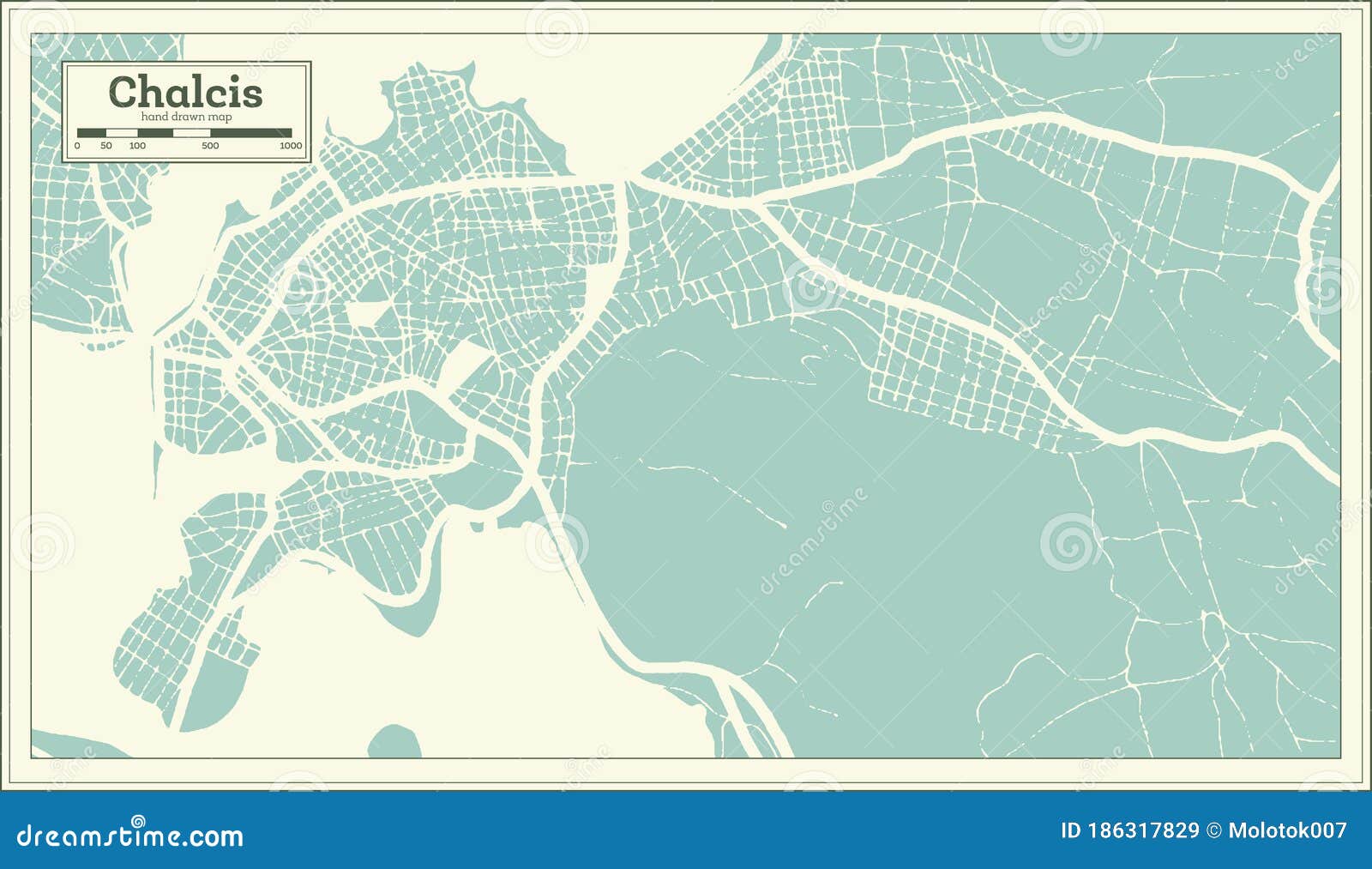 Chalcis Greece City Map in Retro Style. Outline Map Stock Vector ...