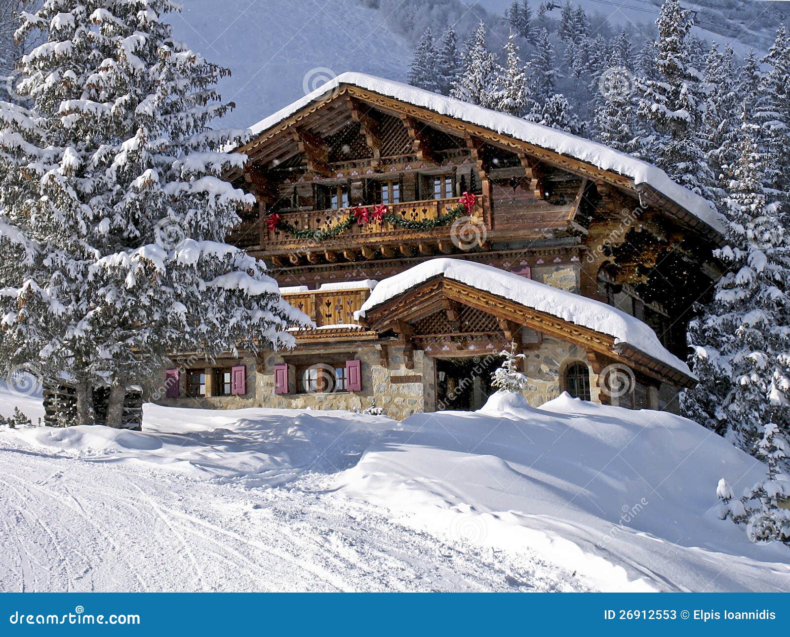 A Chalet in the Alps stock image. Image of peaceful, famed - 26912553