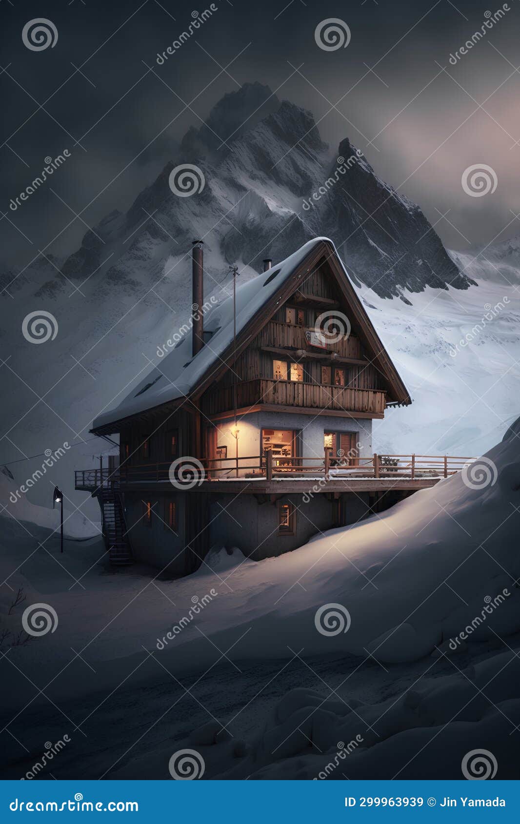 Chalet in the Mountains. 3d Rendering. Computer Digital Drawing Stock ...