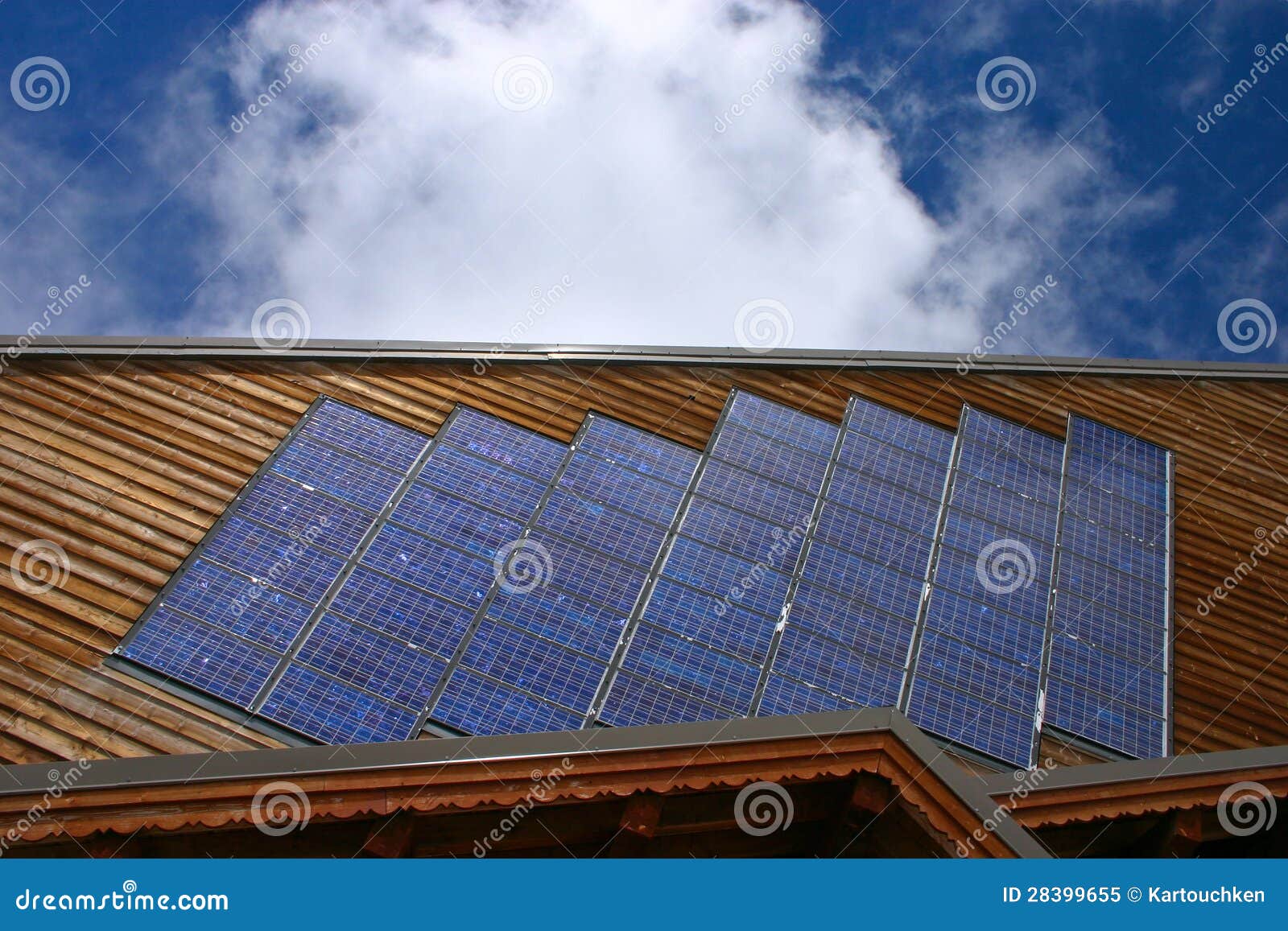 Chalet with Solar Panels - Horizontal Stock Image - Image of mountain ...