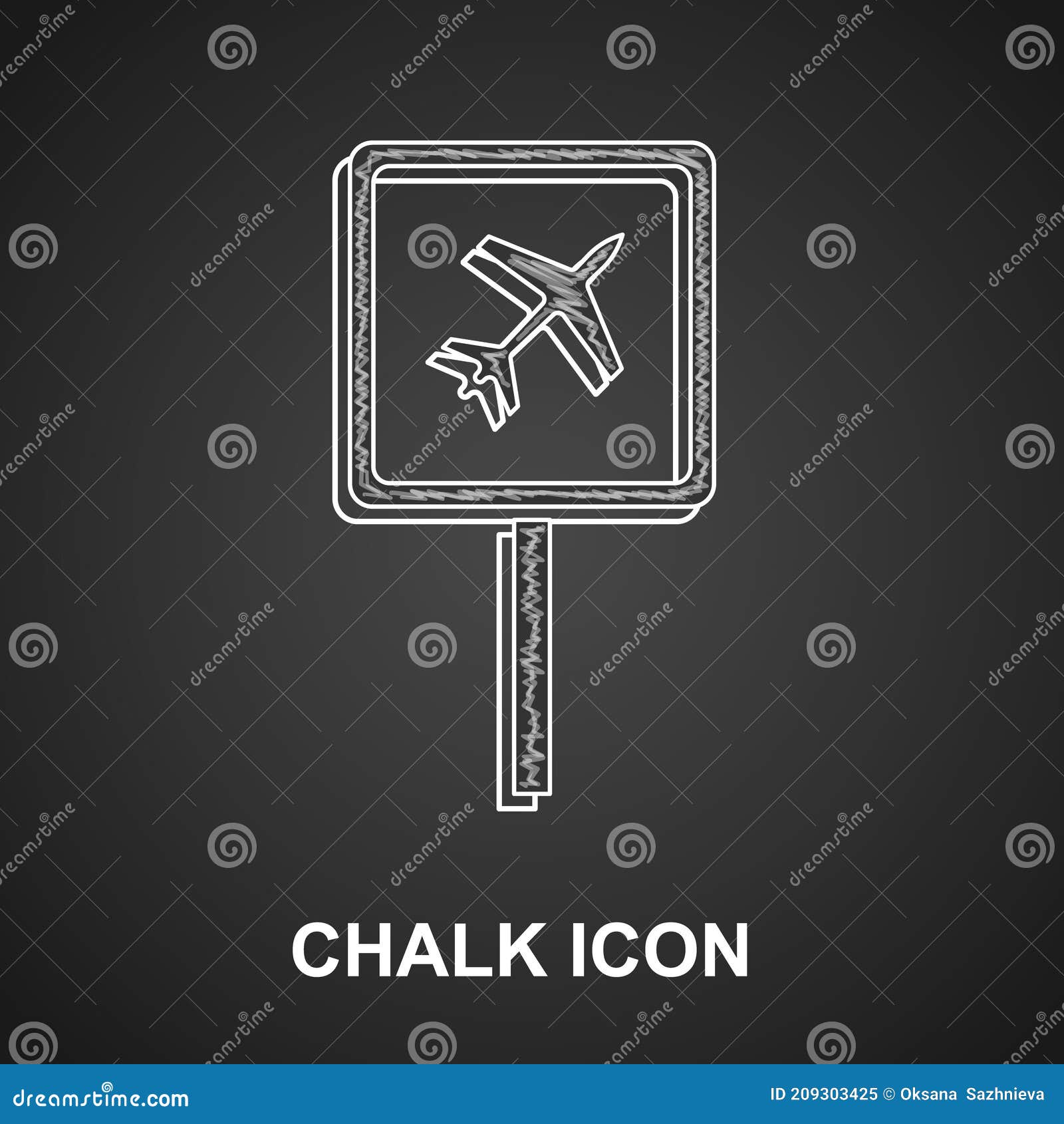 Chalk Airport Icon Isolated on Black Background. Vector Stock Vector ...