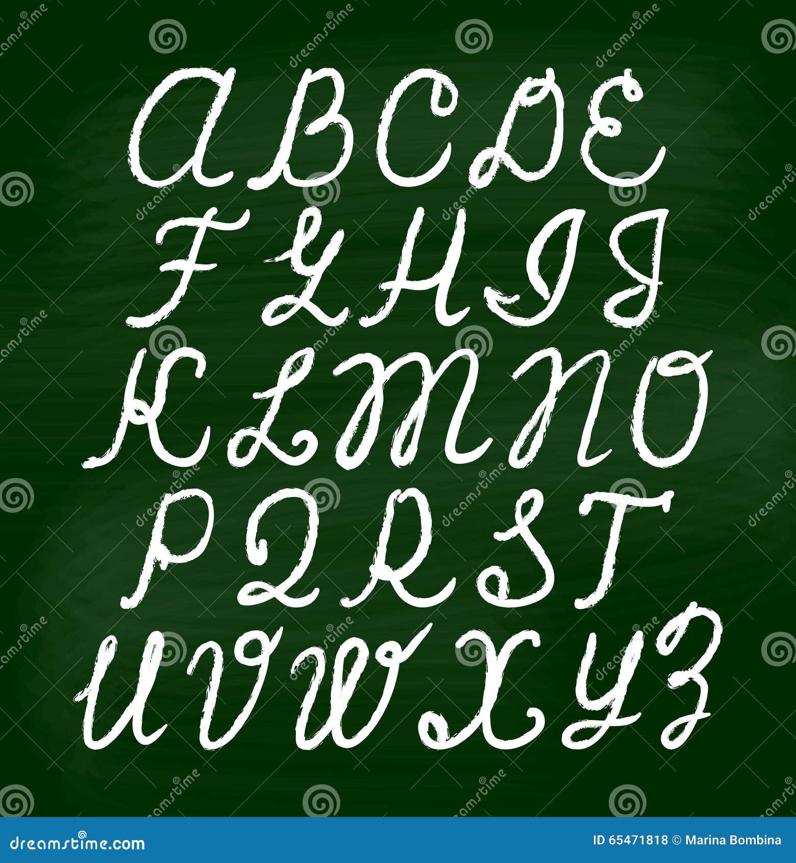 Chalk Alphabet on Blackboard Stock Vector - Illustration of symbol ...