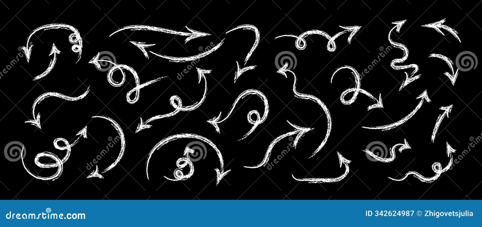 Chalk Arrows Hand Drawn Set. Sketch Pencil Texture Stock Vector ...