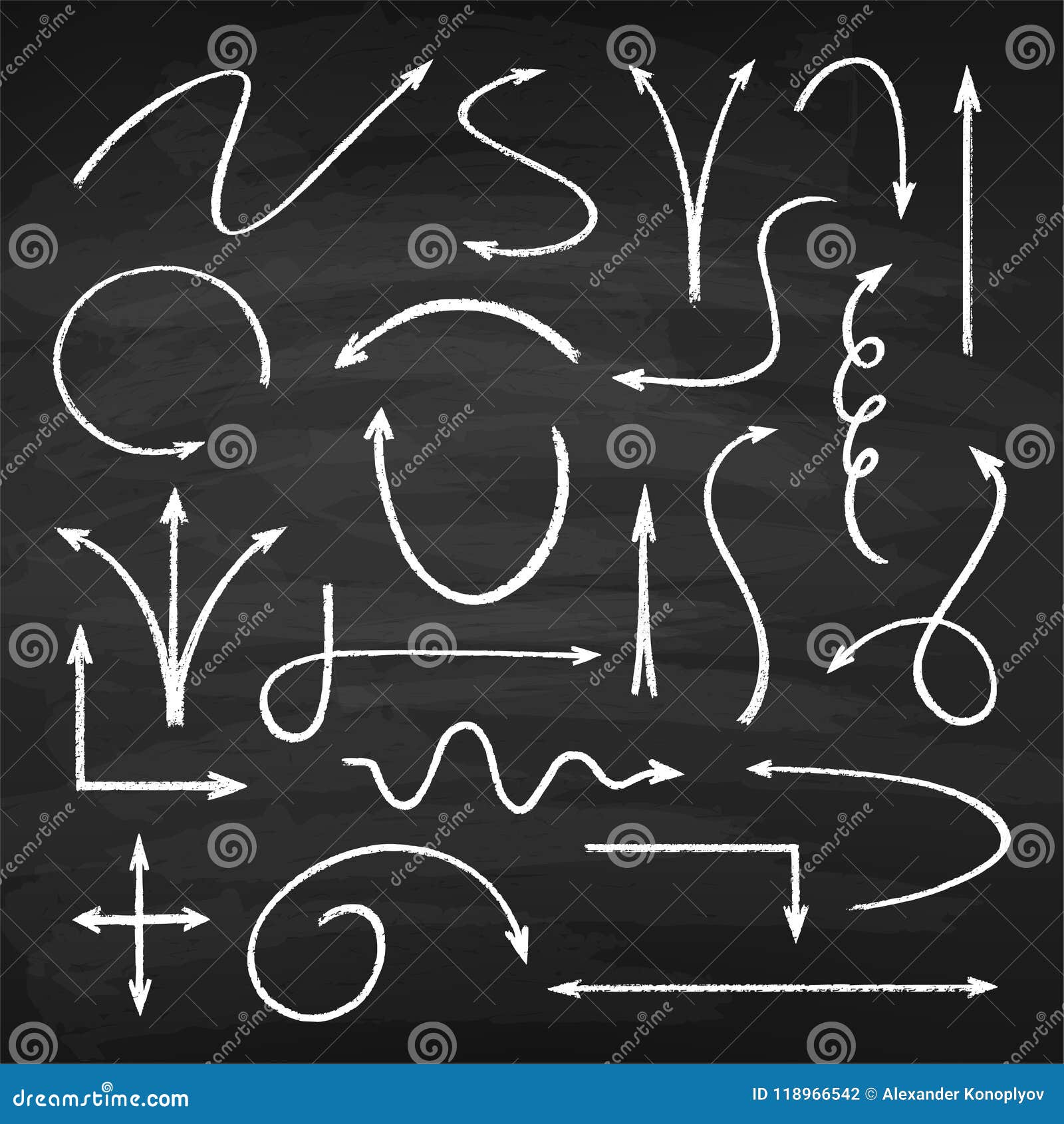 Chalk arrows set stock vector. Illustration of chalkboard - 118966542