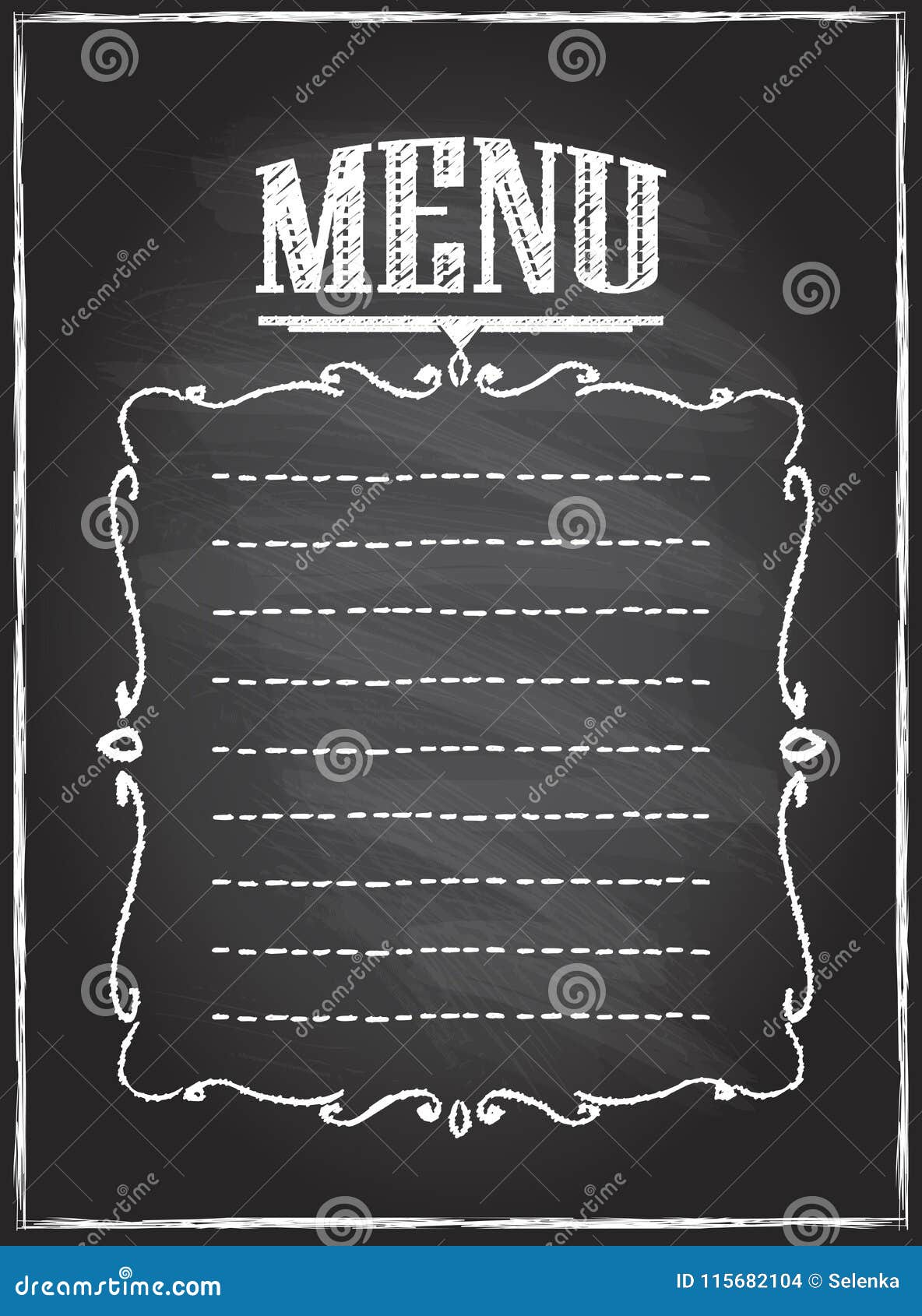 Chalk blackboard menu list stock vector. Illustration of graphic ...