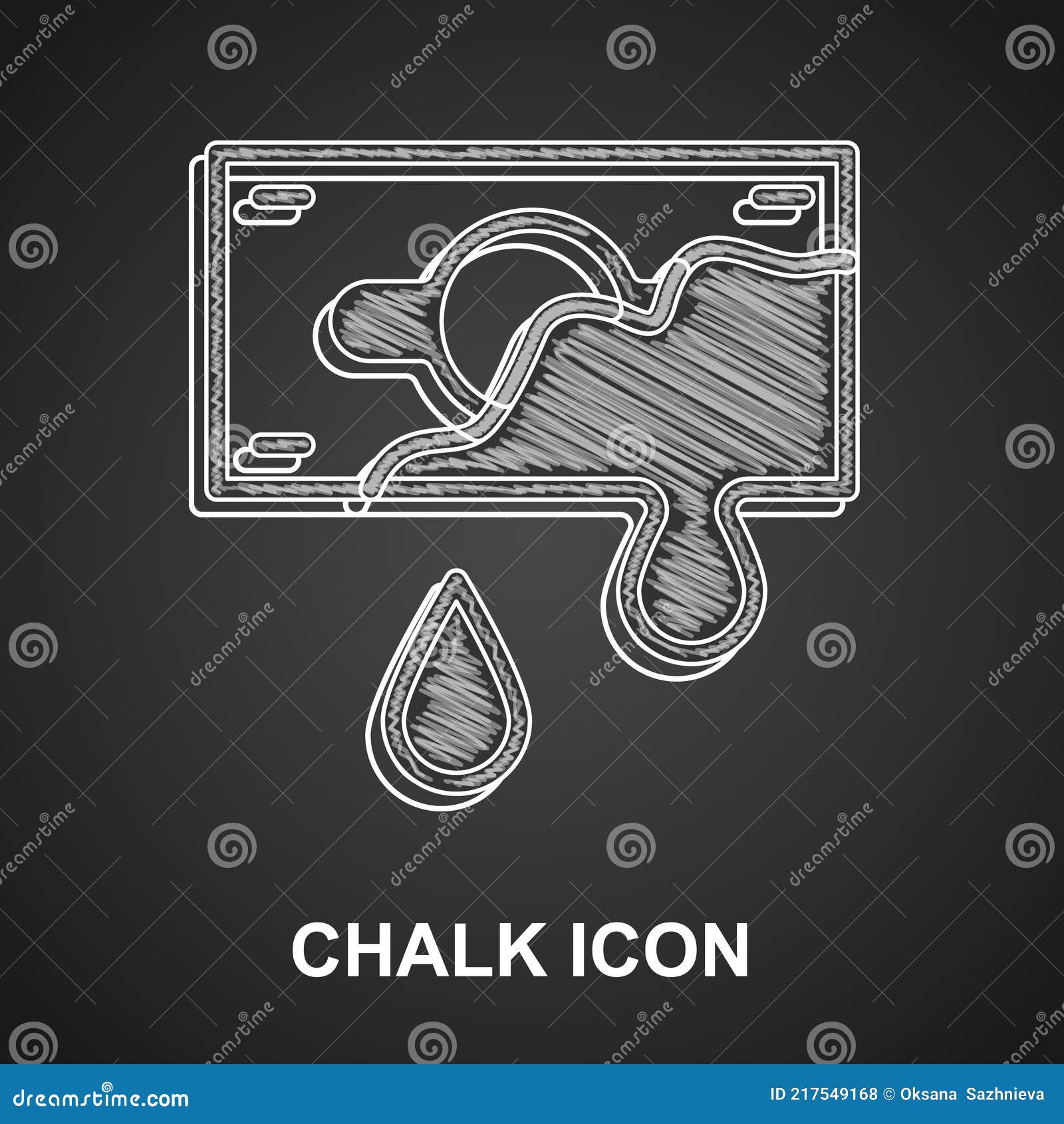 Chalk Bloody Money Icon Isolated on Black Background. Vector Stock ...