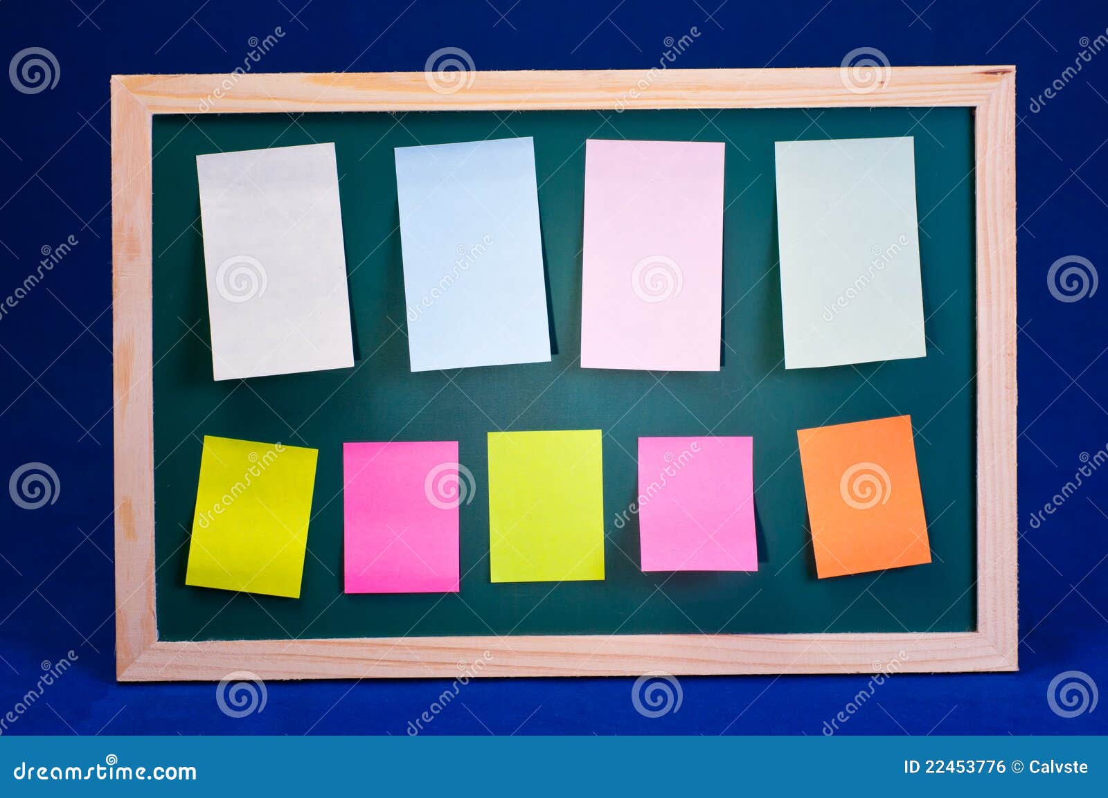 Chalk Board with Nine Sticky Note Stock Photo - Image of green, letter ...