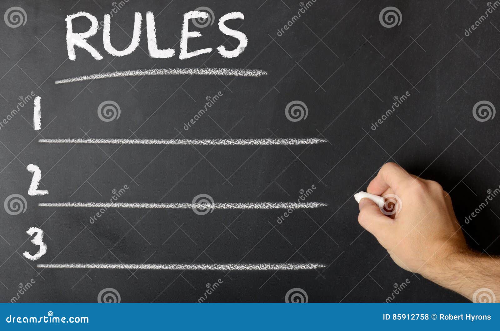 Chalk board with rules stock photo. Image of education - 85912758