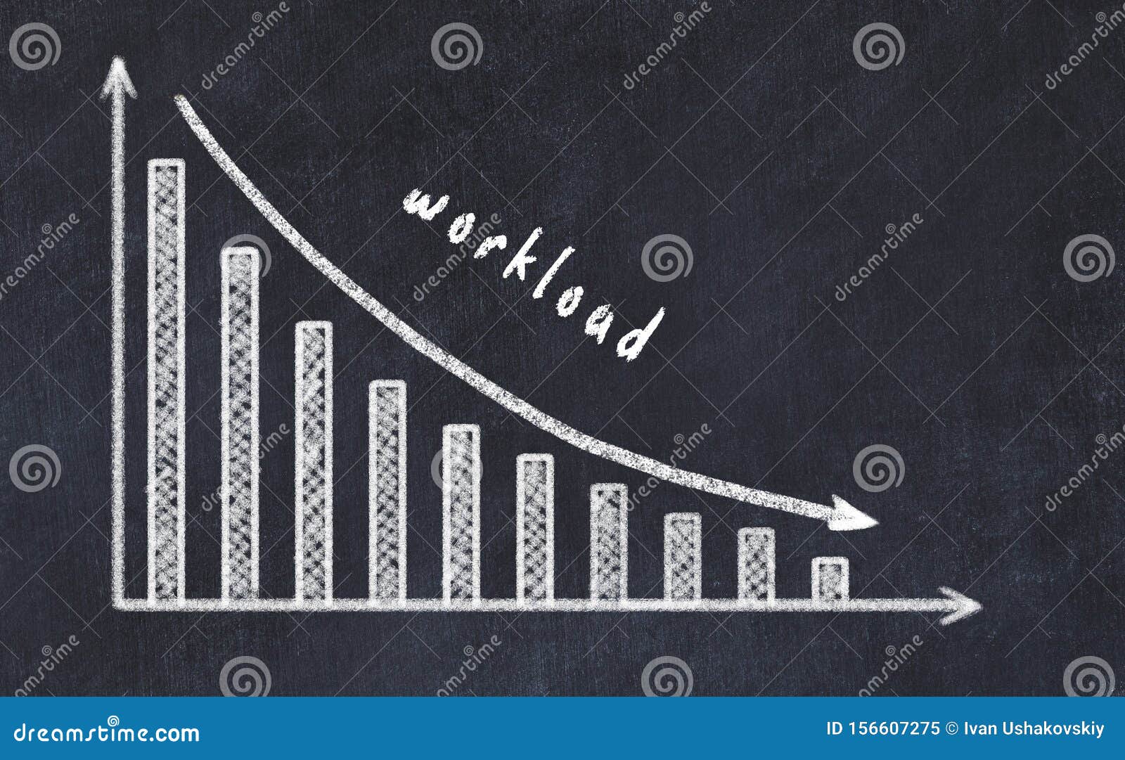 Chalk Board with Sketch of Decreasing Business Graph with Down Arrow ...