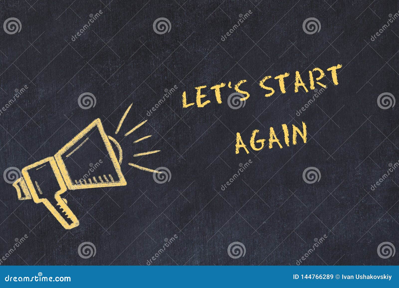 Chalk Board Sketch with Handwritten Text Lets Start Again Stock ...