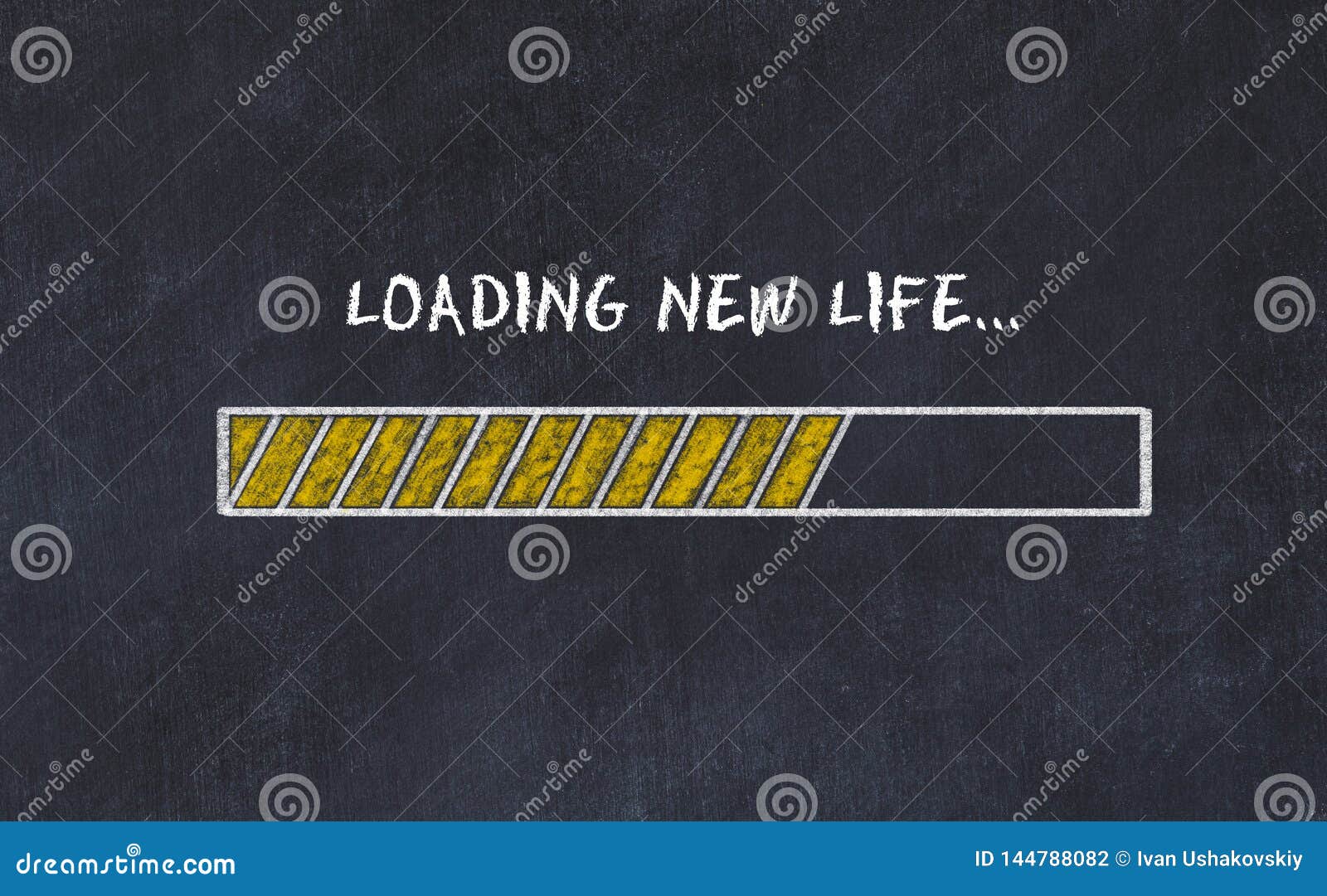 Chalk Board Sketch with Progress Bar and Inscription Loading New Life ...