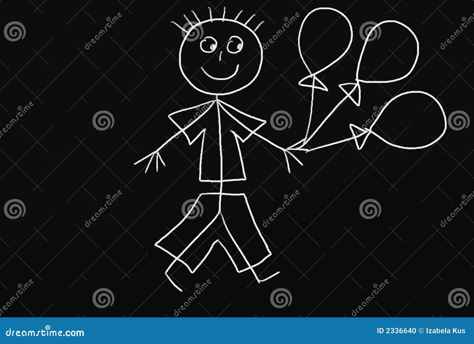 Chalk Boy with Balloons stock illustration. Illustration of school ...