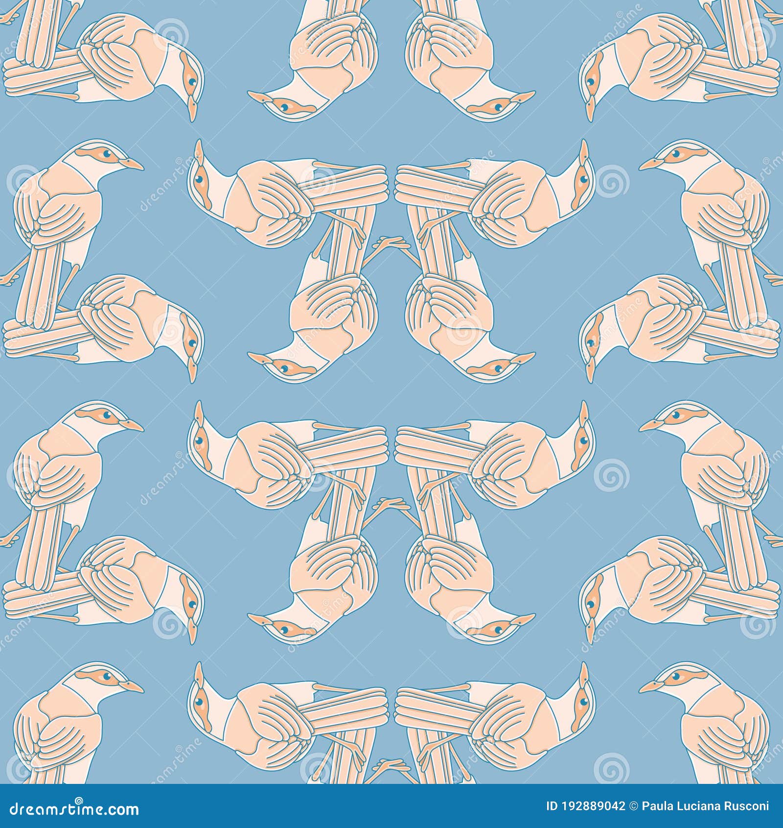 Chalk Browed Mockingbird Vector Background Pattern Stock Vector ...