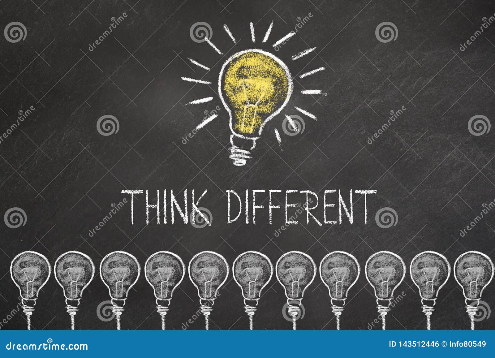 Chalk Bulb Idea on a Blackboard with Text `think Different` Stock ...