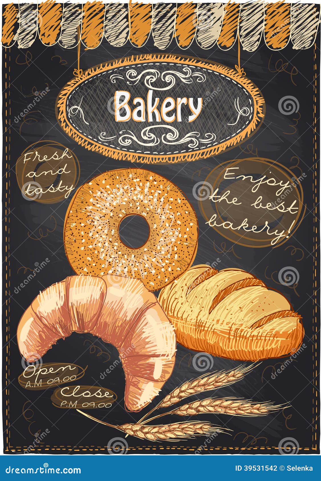 Chalkboard Cafe Menu List Design With Dishes Name. Vector Illustration ...