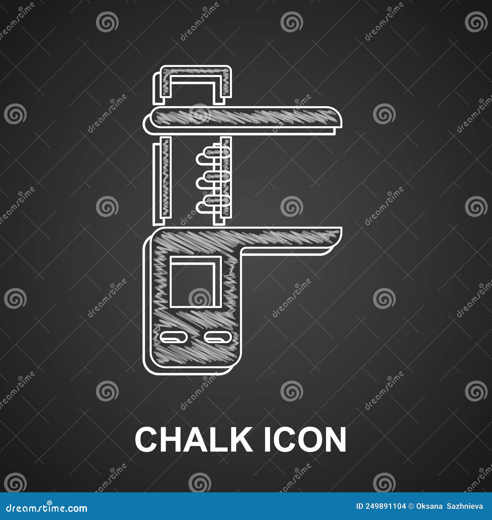 Chalk Calliper or Caliper and Scale Icon Isolated on Black Background ...