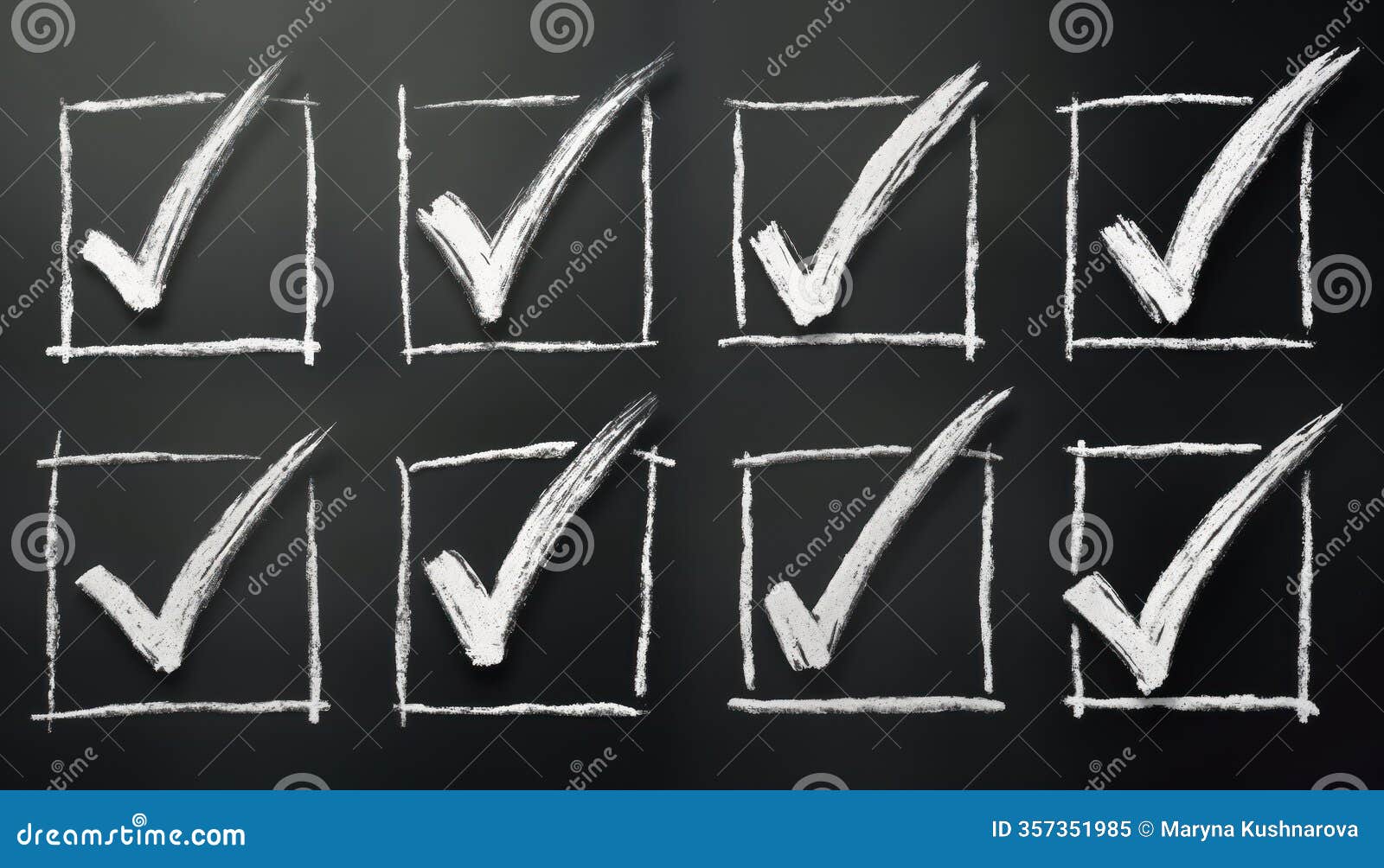 Chalk Checkmarks on Blackboard Create Checklist Image. Hand Drawn Boxes ...
